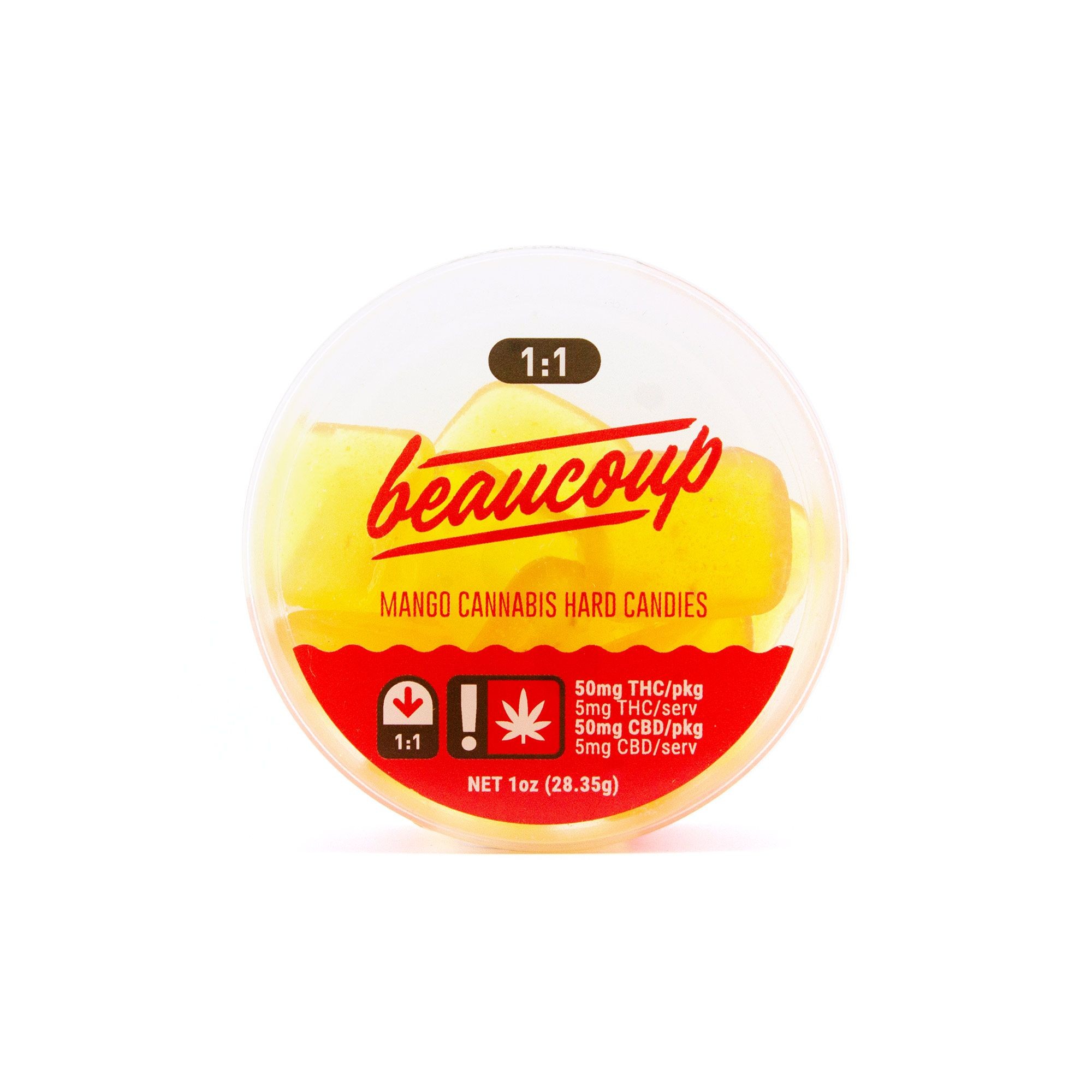 Beaucoup: Mango Hard Candies - 1:1 50mg DOWN | Leafly