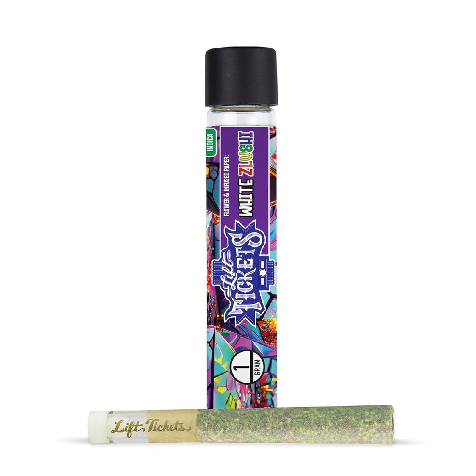 Lift Tickets: White Zlushi - Glass Tip Infused Pre-Roll 1g - Indica | Leafly
