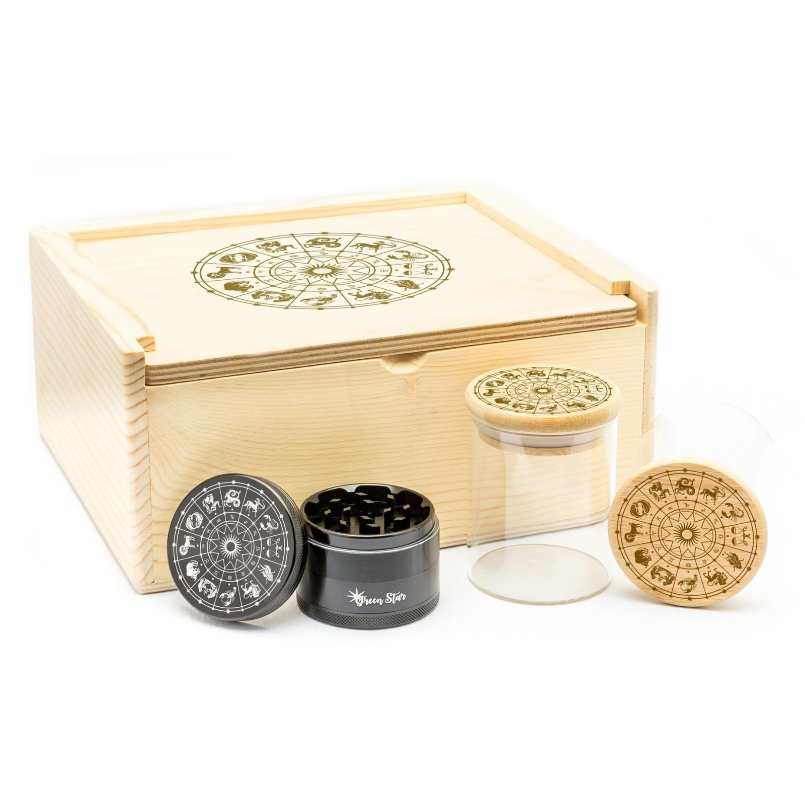 Simply Crafted: Wood Stash Box Set w/Grinder, Tray & Jar | Leafly Simply Crafted: Wood Stash Box Set w/Grinder, Tray & Jar | Leafly