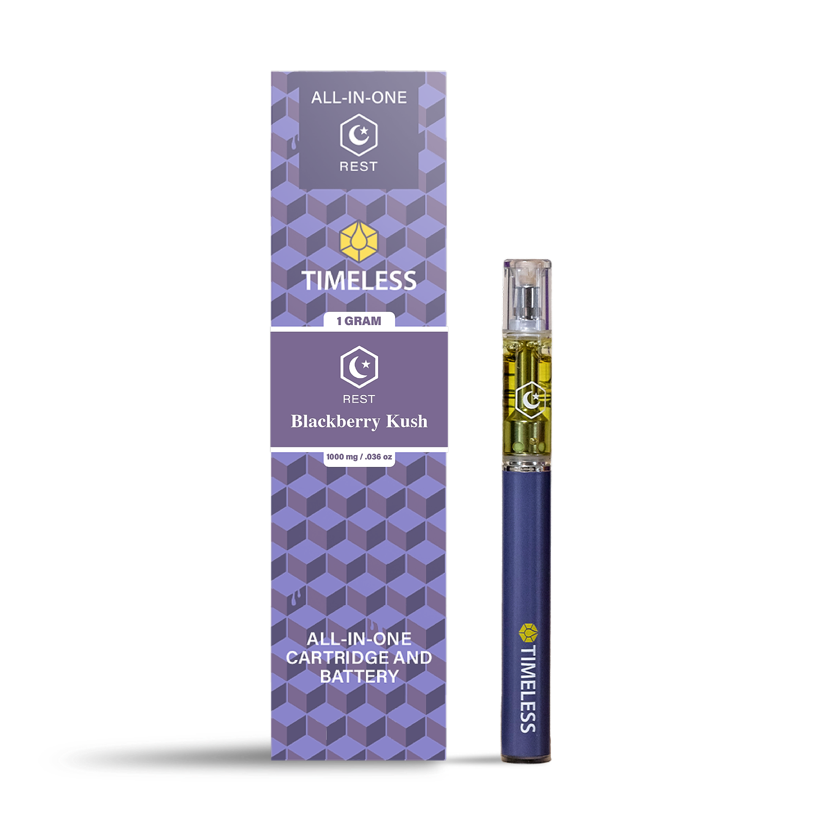 Timeless Vapes: Timeless Blackberry Kush All-in-One 1000mg (Rest) | Leafly