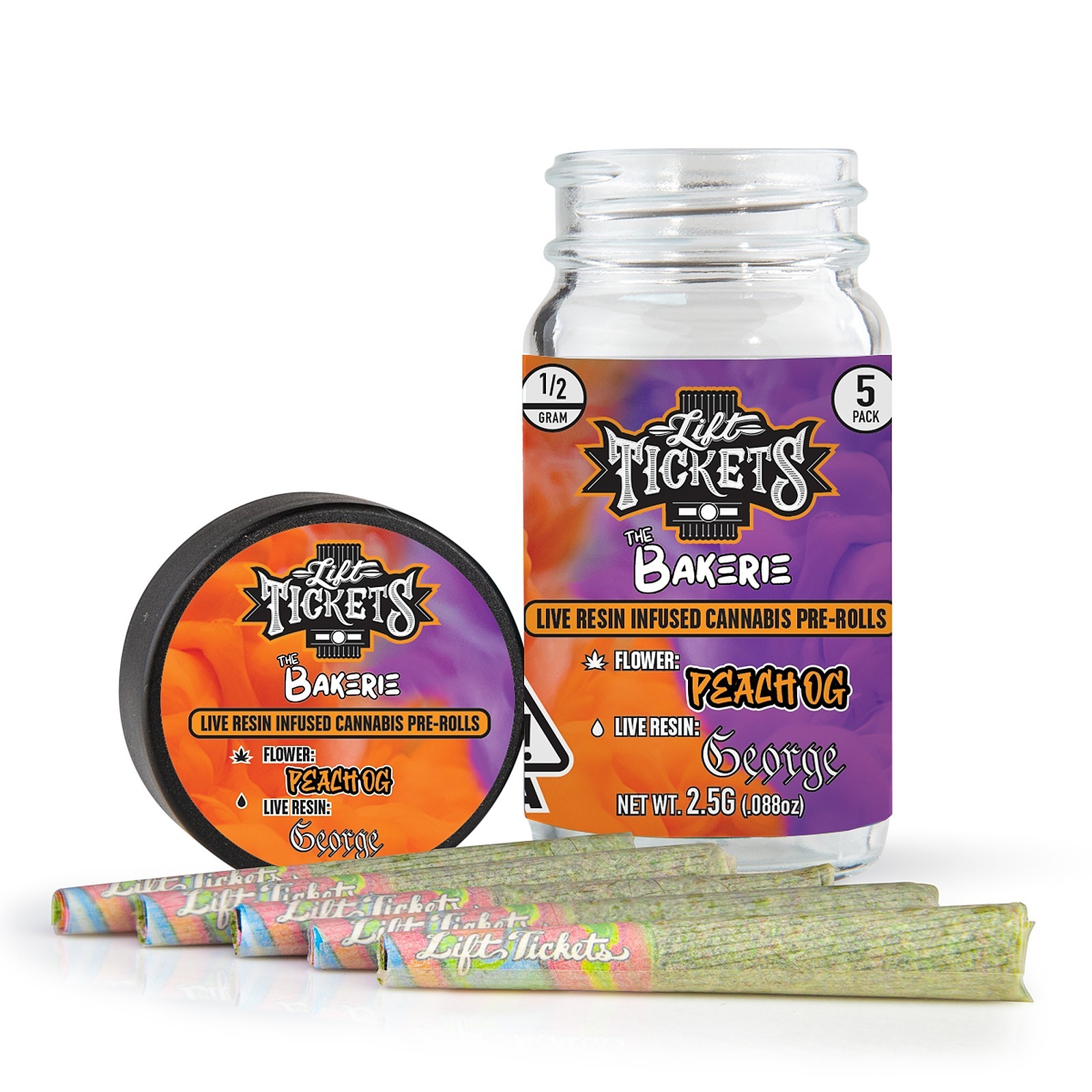 Lift Tickets: Peach OG x George - 0.5g Infused Pre Roll Multipack (5 ...