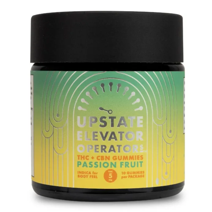 Upstate Elevator Operators: 5mg THC+CBN Gummy, Passion Fruit | Leafly Upstate Elevator Operators: 5mg THC+CBN Gummy, Passion Fruit | Leafly