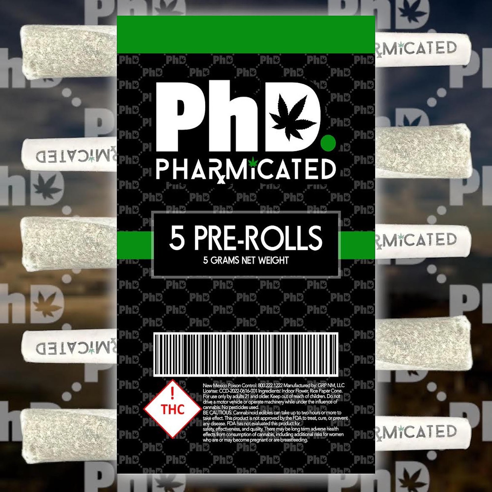 Pharmicated: PhD 5-1g Pre-Roll Box - Honey Bunny (I) | Leafly