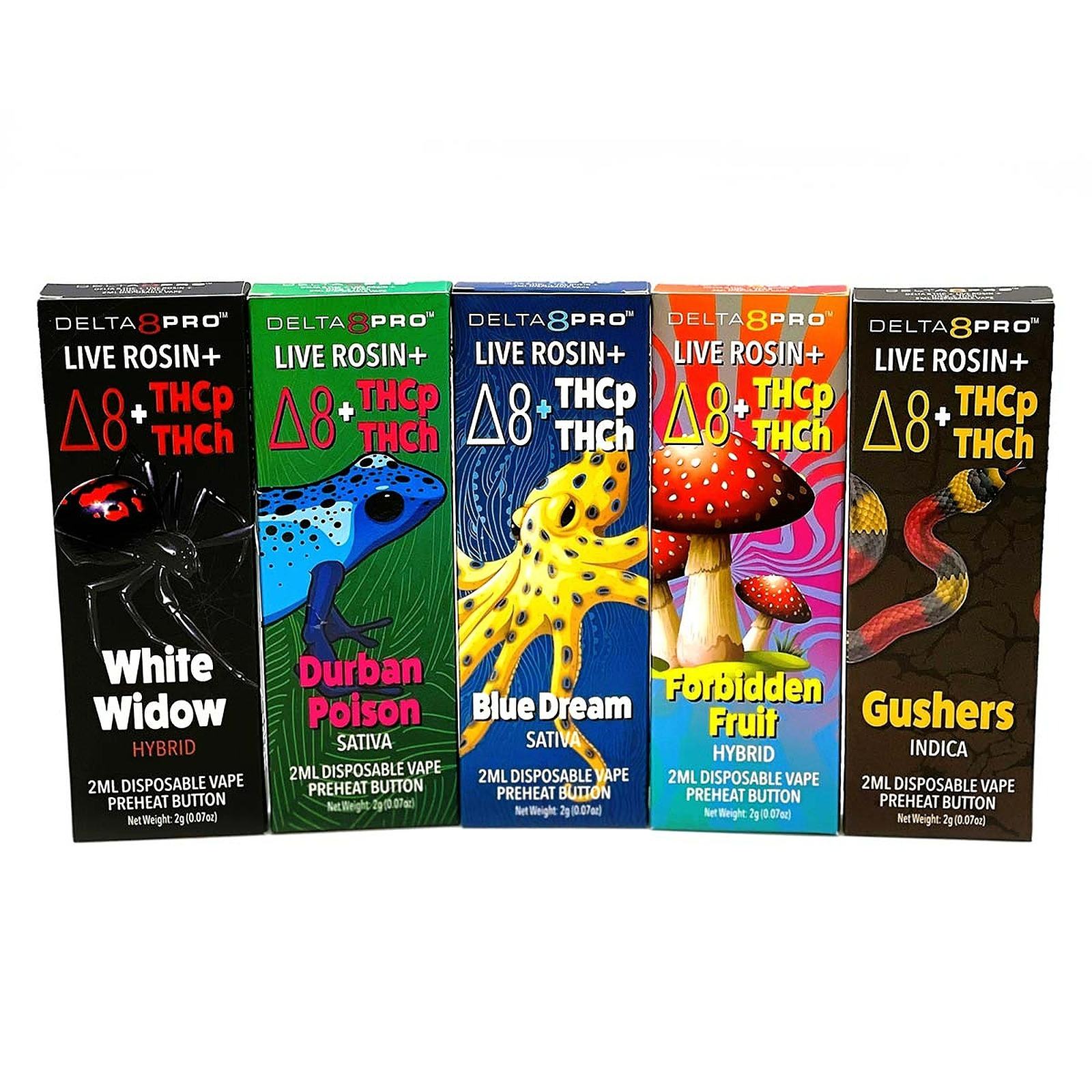 Delta 8 Pro: 2mL Live Rosin Disposable - 5 Flavor Bundle (Delta-8, THCp ...