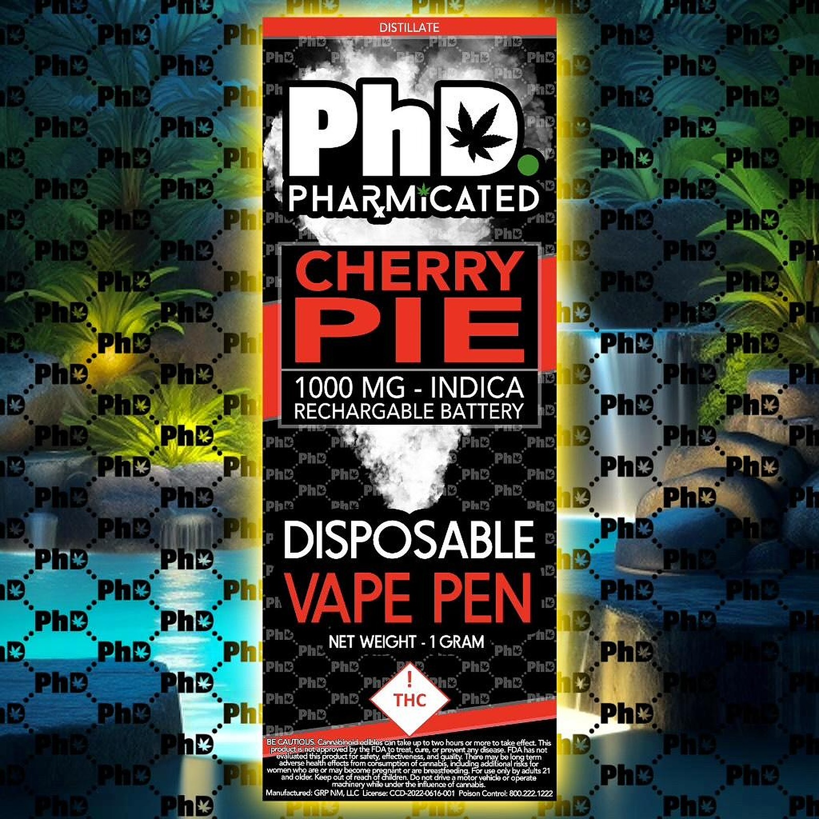 Pharmicated: PhD Disposable D9 Vape Cart - 1000 mg - Cherry Pie (I) | Leafly