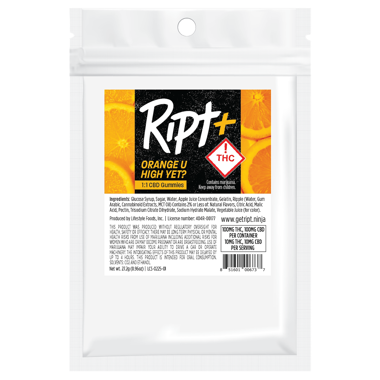 Ripple: Ript — 1:1 CBD - Orange U High Yet (100mg THC | 100mg CBD) | Leafly