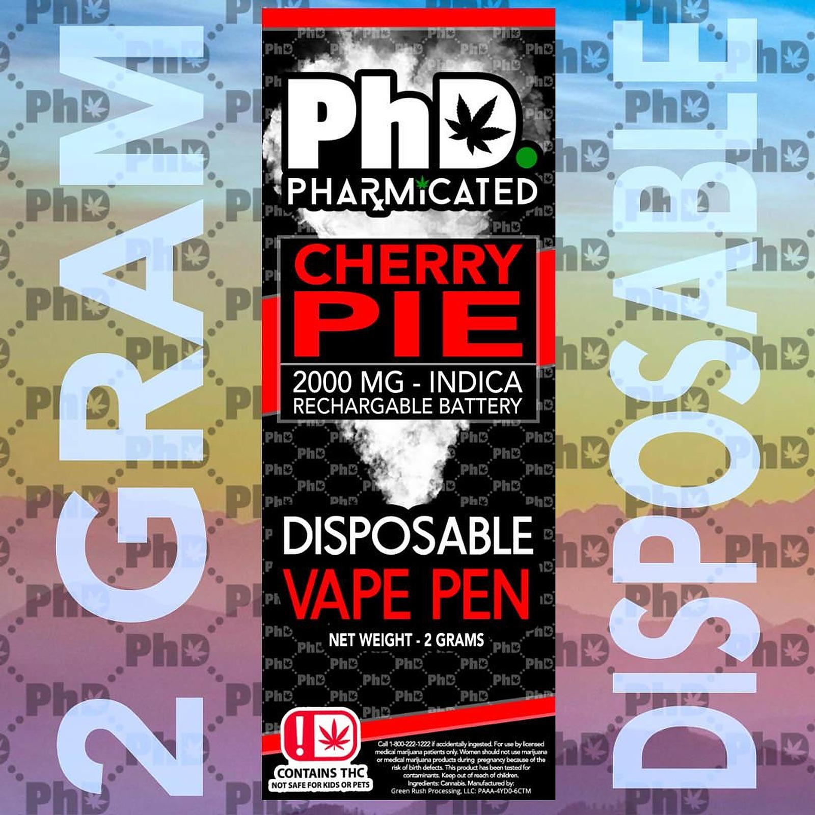 Pharmicated: PhD 2 Gram Disposable Distillate Vape Cart - Cherry Pie ...