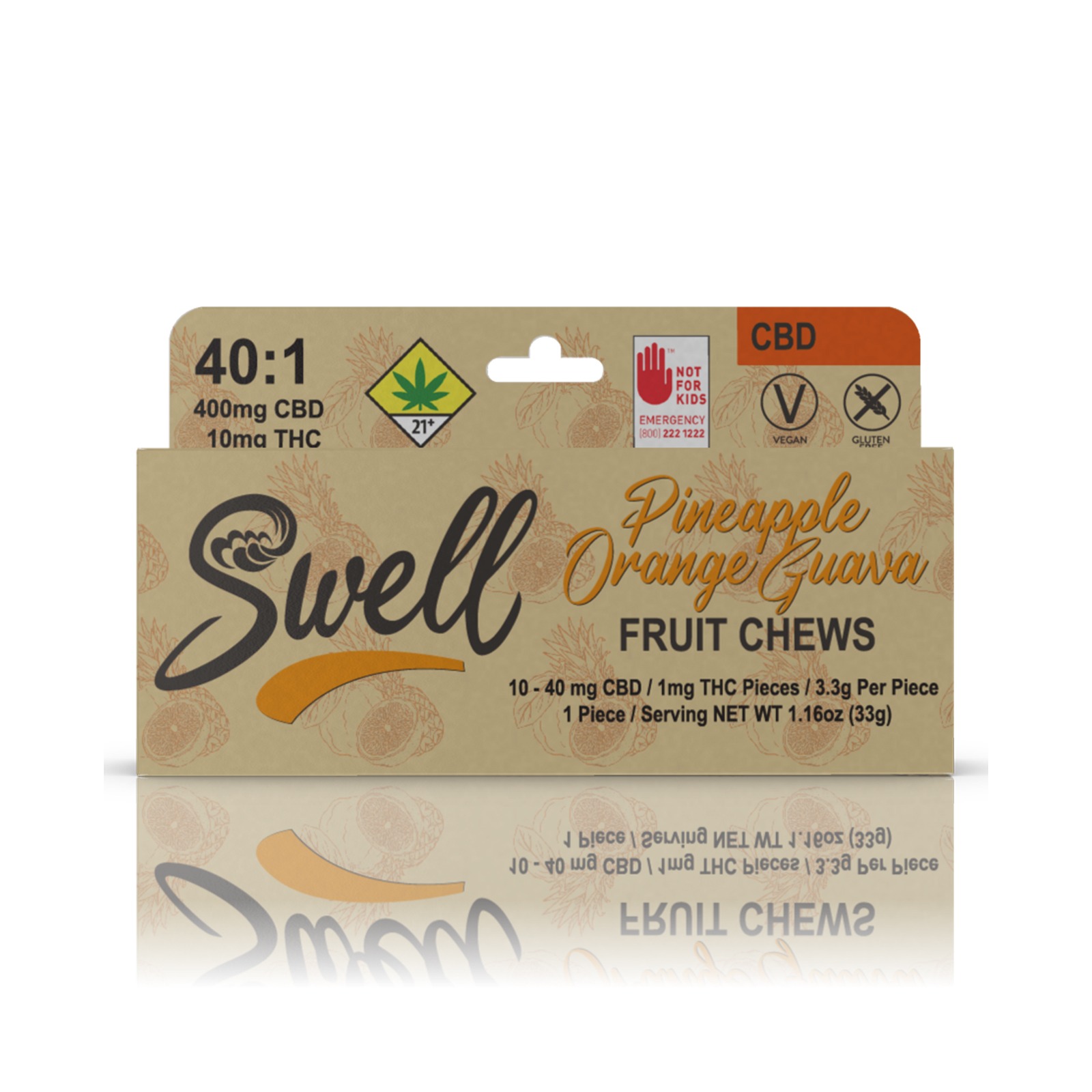 Swell Cannabis: 40:1 CBD Pineapple Orange Guava Fruit Chews 410mg 10 ...