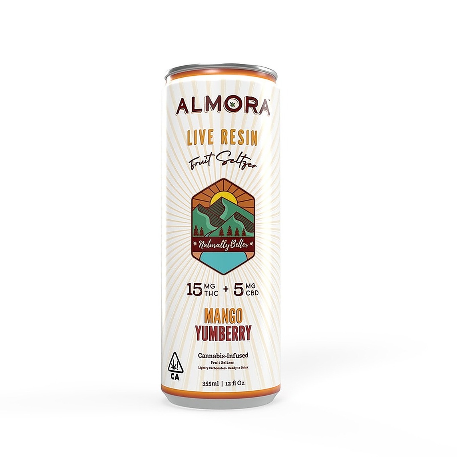 Almora: Live Resin Mango Yumberry Seltzer (15mg THC/5mg CBD) | Leafly