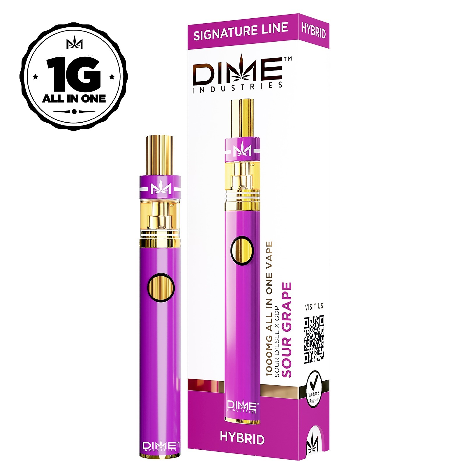 Dime Industries: Sour Grape 1000mg All in One Device | Leafly
