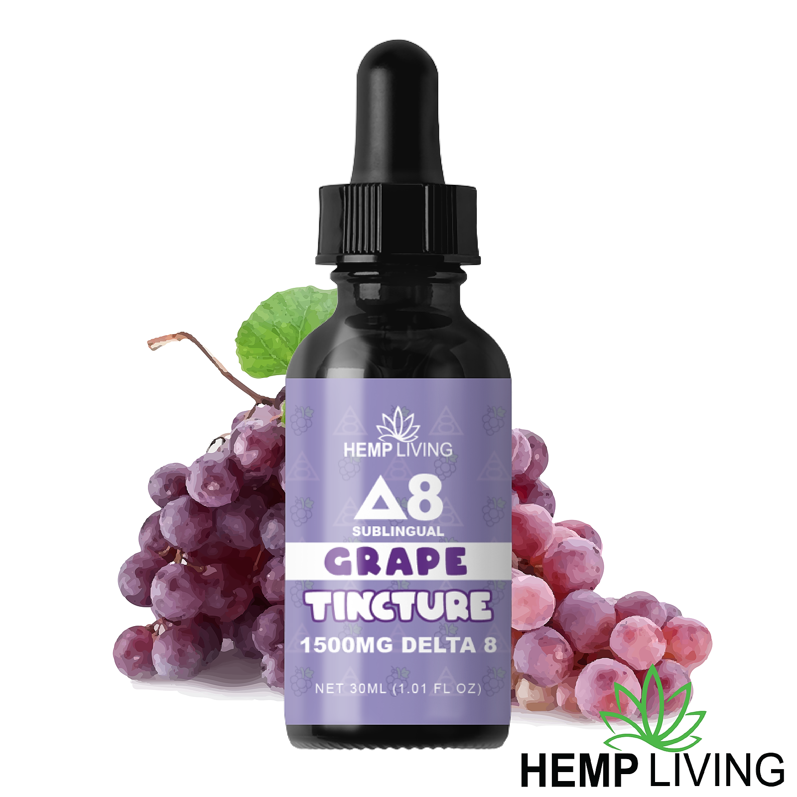 Hemp Living: Hemp Living - Delta 8 Tincture - 1500mg/30mL - Grape ...
