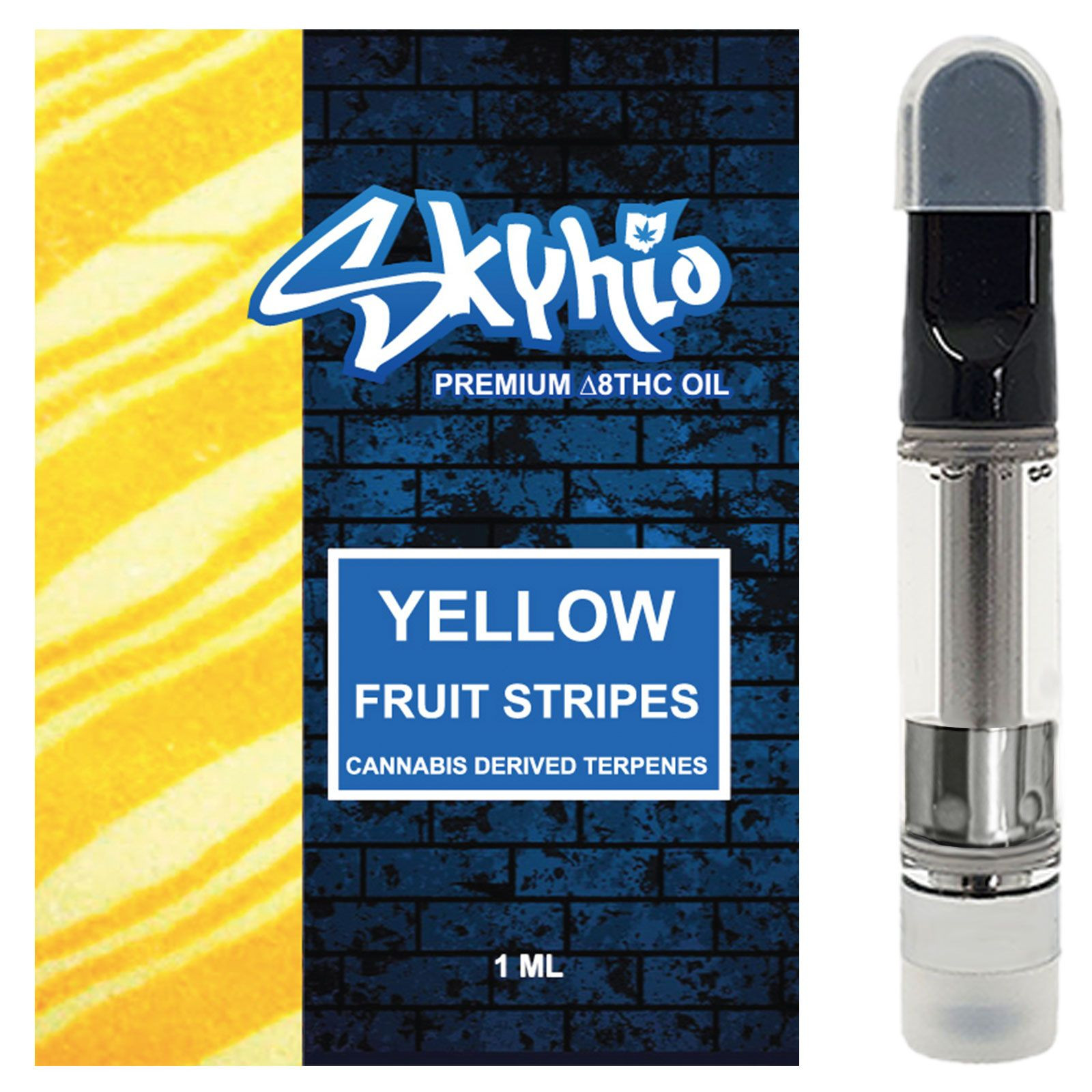 Skyhio: Delta 8 THC CDT Vape Cartridge: Yellow Fruit Stripes | Leafly