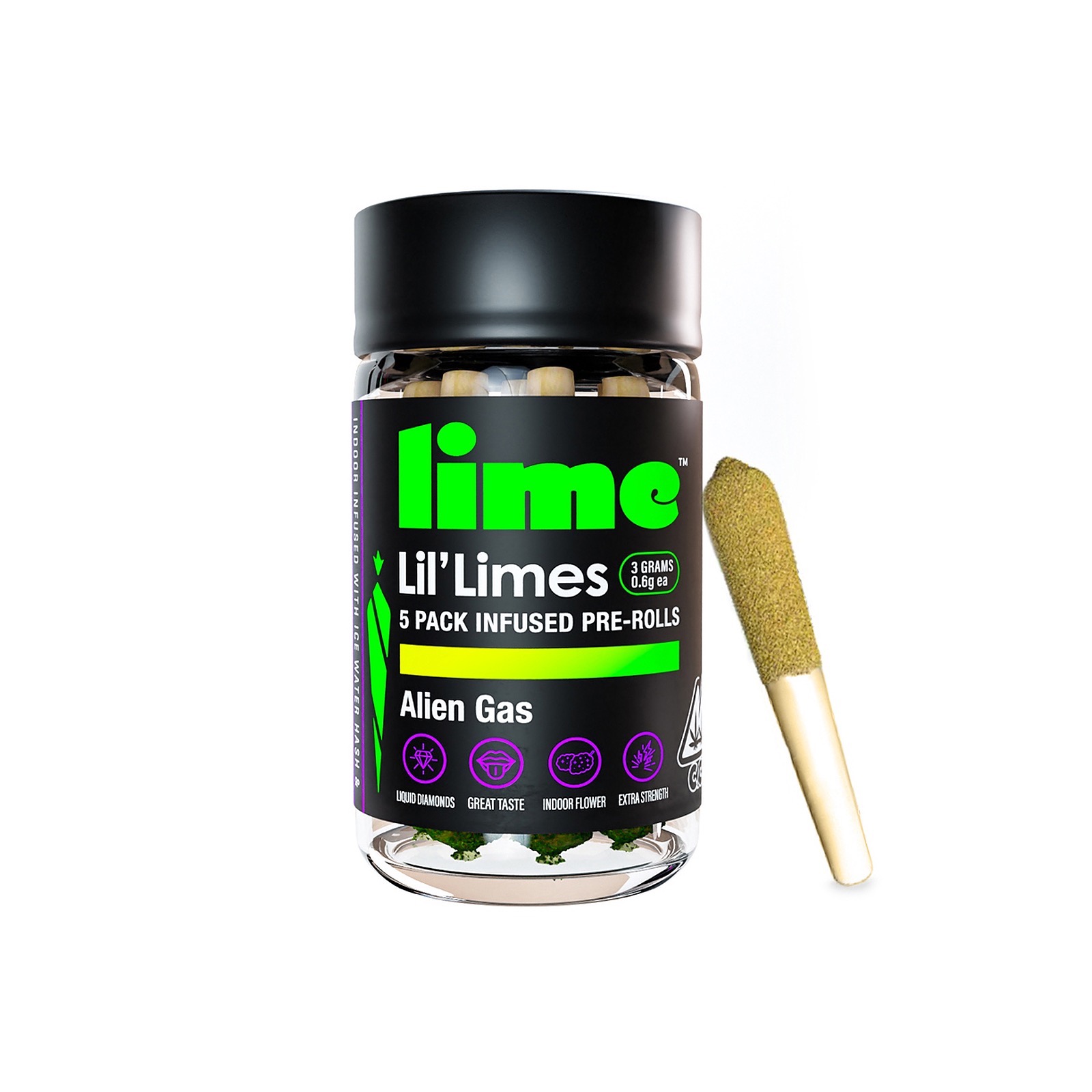 Lime: Diamond & Hash Infused Lil' Limes (.6g x 5 Mini Pre Rolls ...