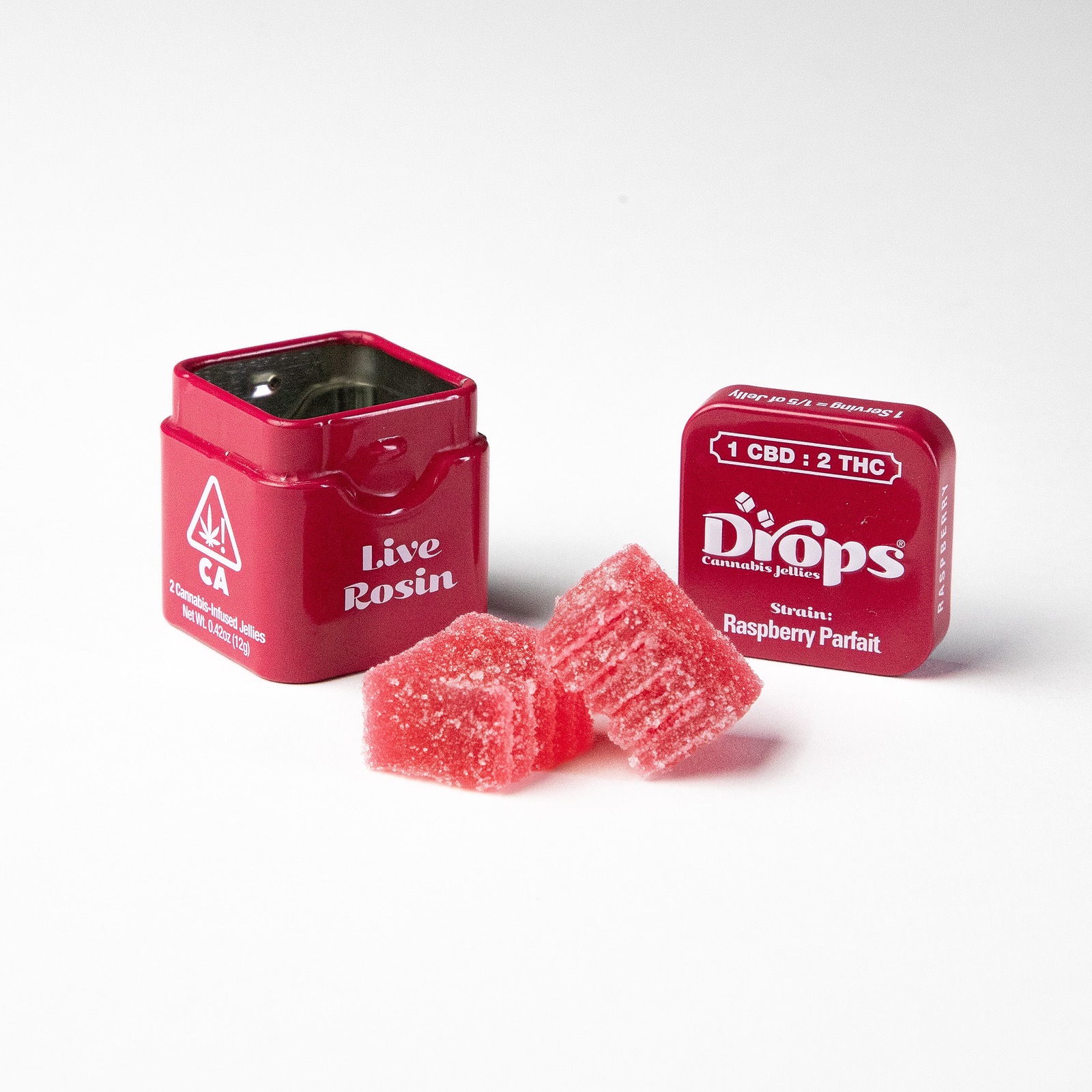 Drops: 1:2 Raspberry Jelly 50mg CBD, 100mg THC | Single | Leafly