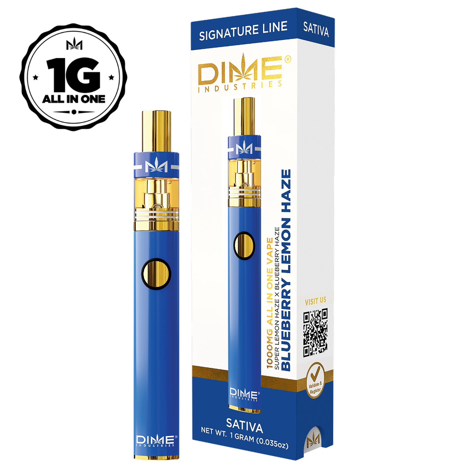 Dime Industries: Blueberry Lemon Haze 1000mg All in One Device | Leafly