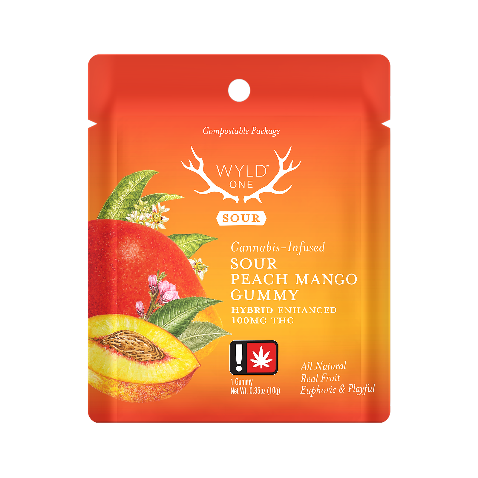 Wyld Wyld One Sour Peach Mango Hybrid Enhanced Gummy Leafly