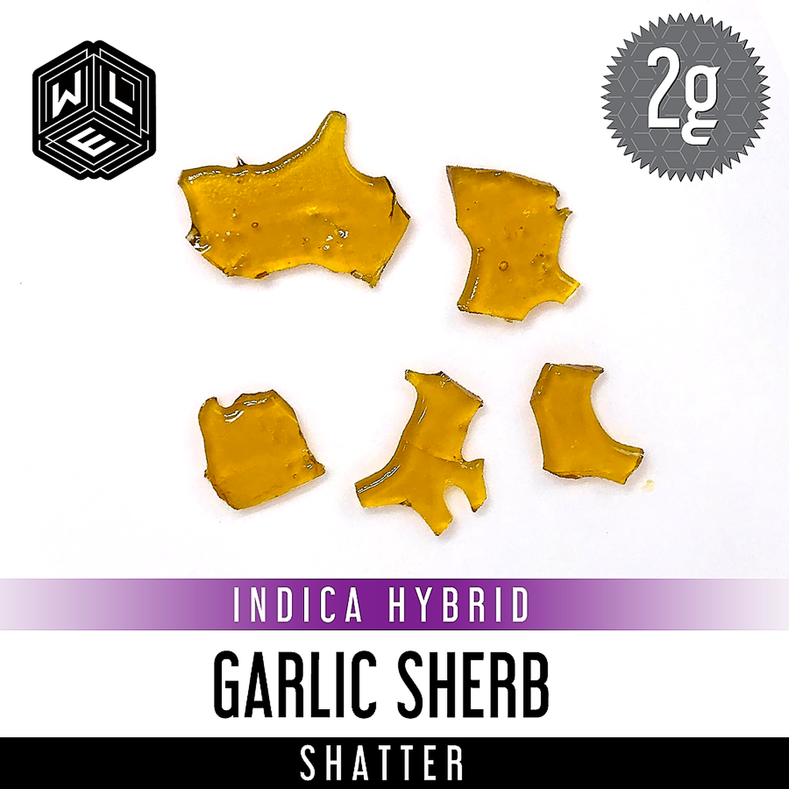 White Label Extracts: Garlic Sherb Shatter 2 Gram | Leafly