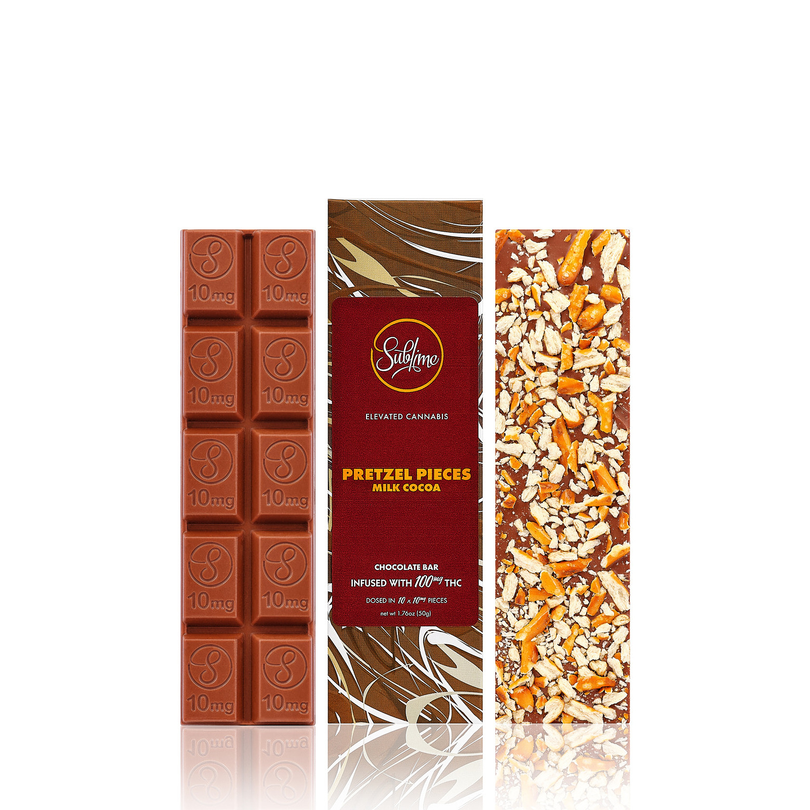 Sublime Brands: Pretzel Pieces Milk Chocolate Bar 100mg | Leafly