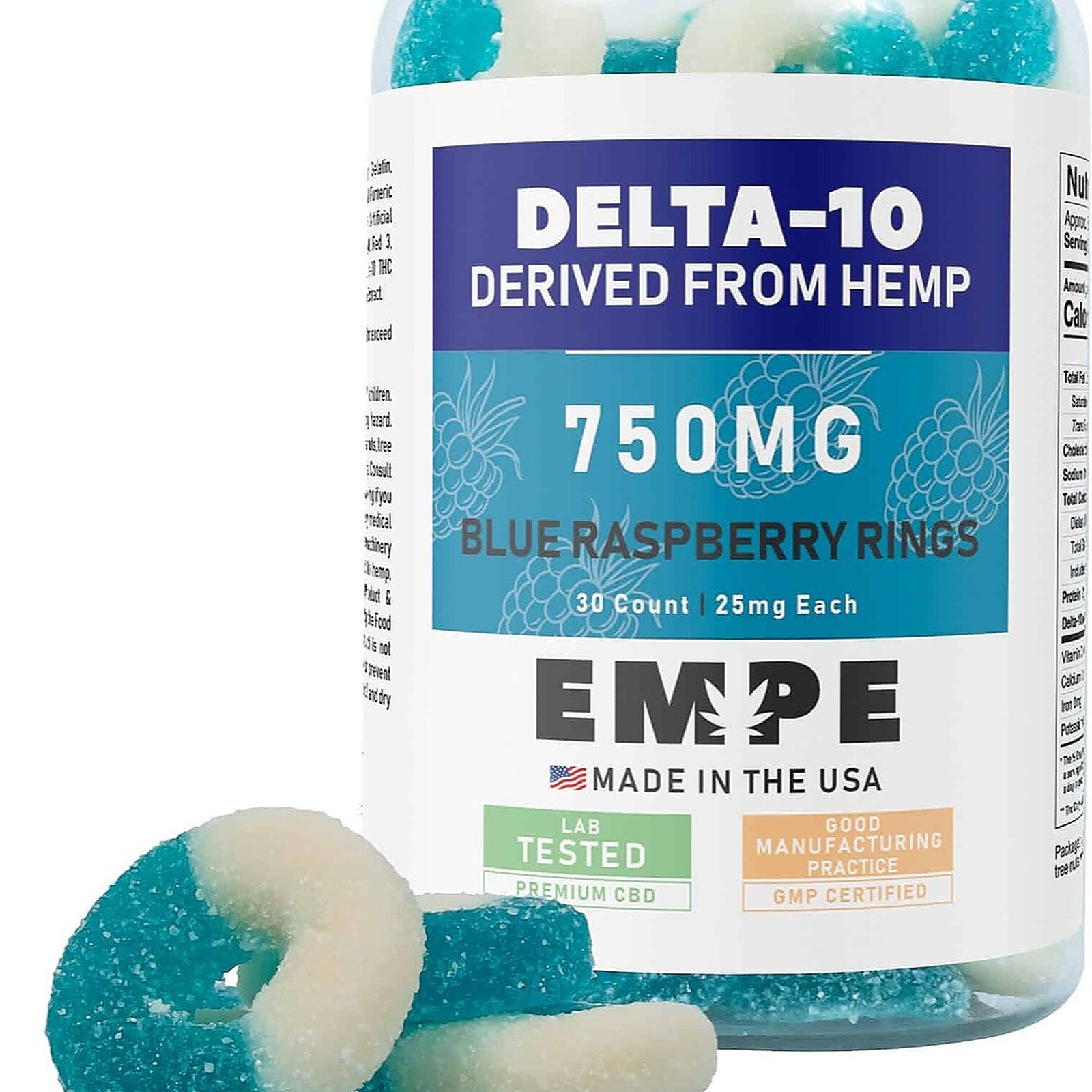 Empe-USA Organic and Premium CBD: Delta-10 Blue Raspberry Ring Gummies ...
