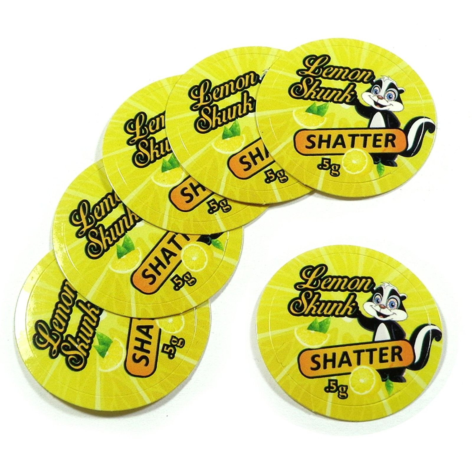 Shatter Labels: 100 Yellow Lemon Skunk Shatter 1/2 Gram Medical ...
