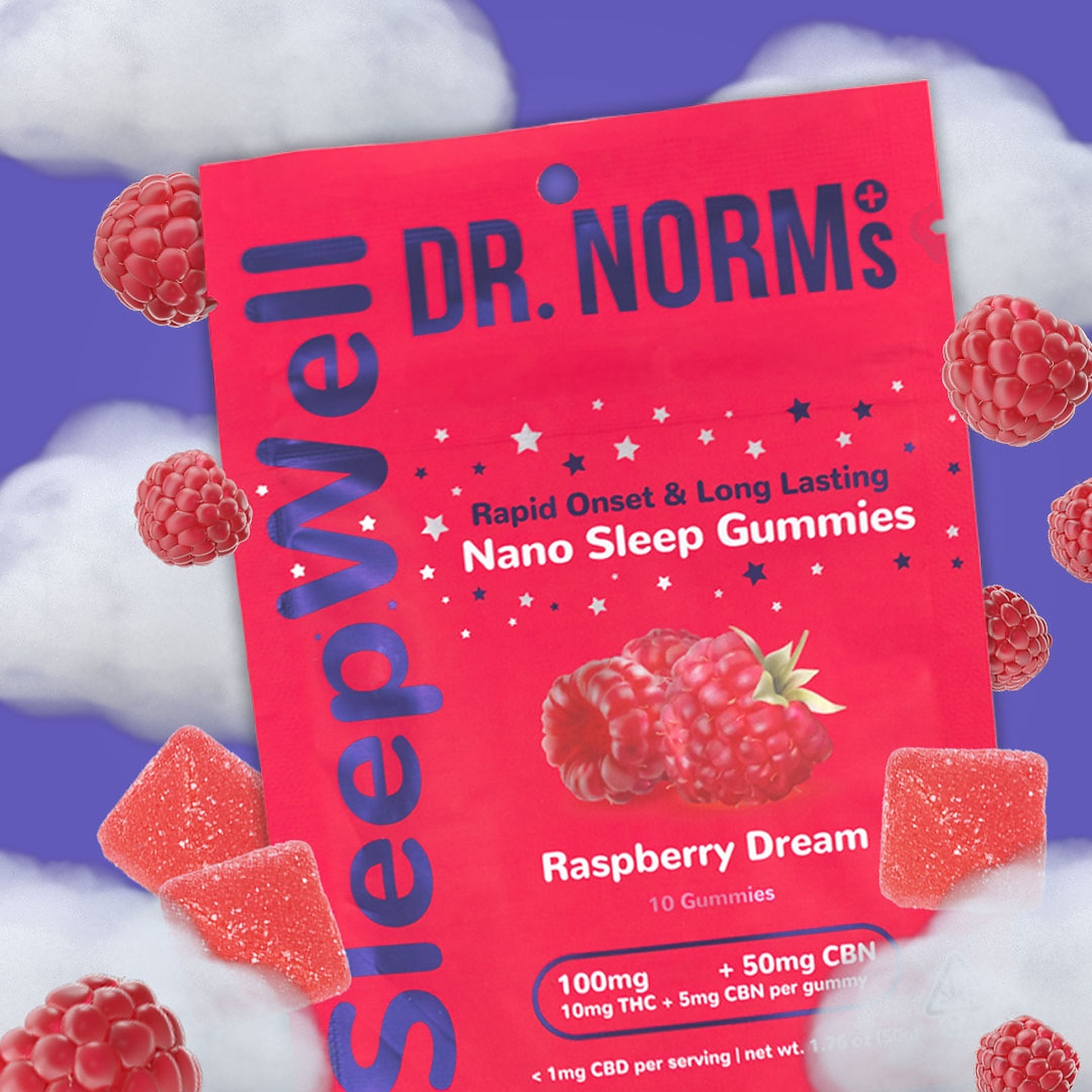 Dr. Norm's: SleepWell Raspberry Dream Fast-Acting Sleep Gummy | Leafly