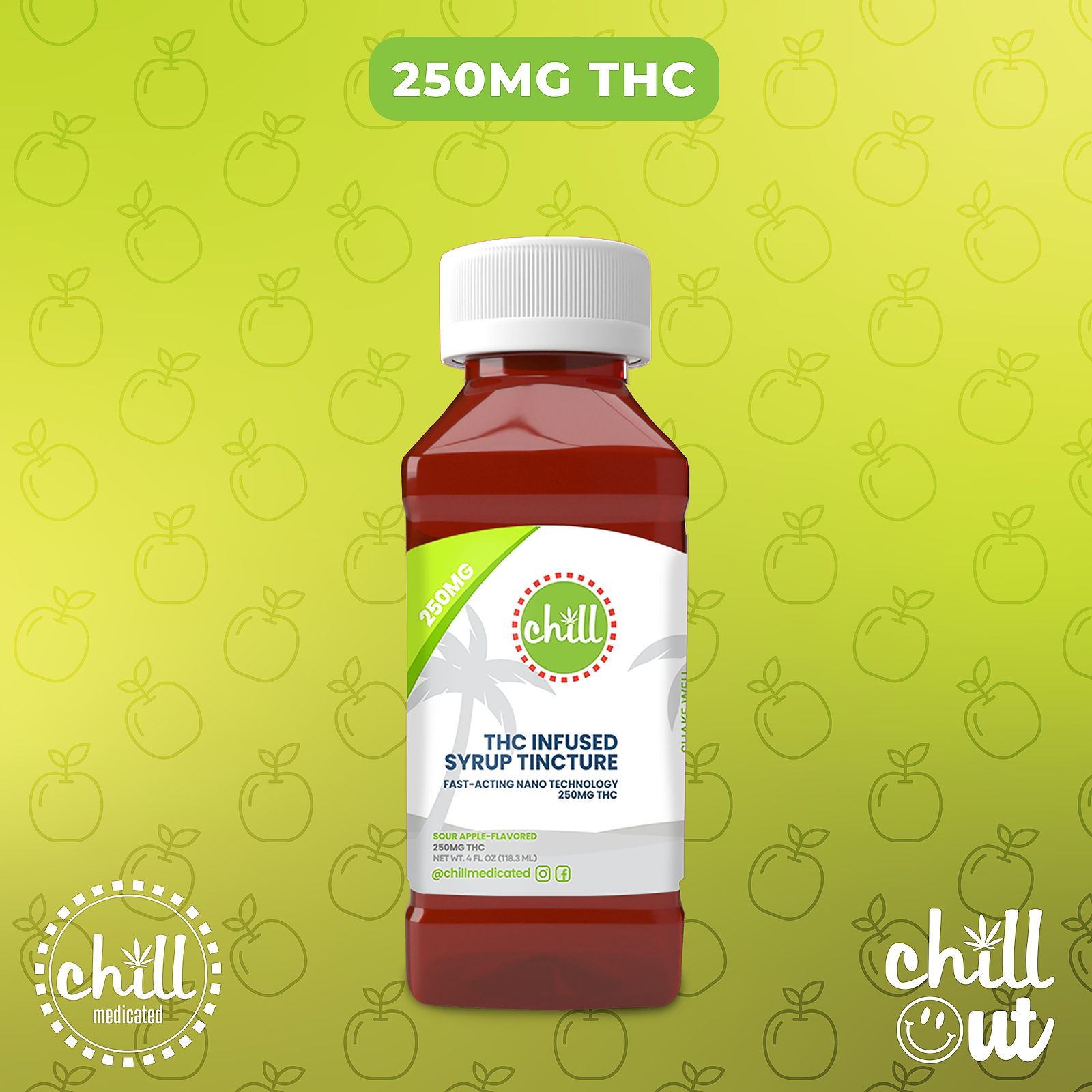 Chill Medicated: Sour Apple | Medicated Tincture Syrup 250MG THC ...