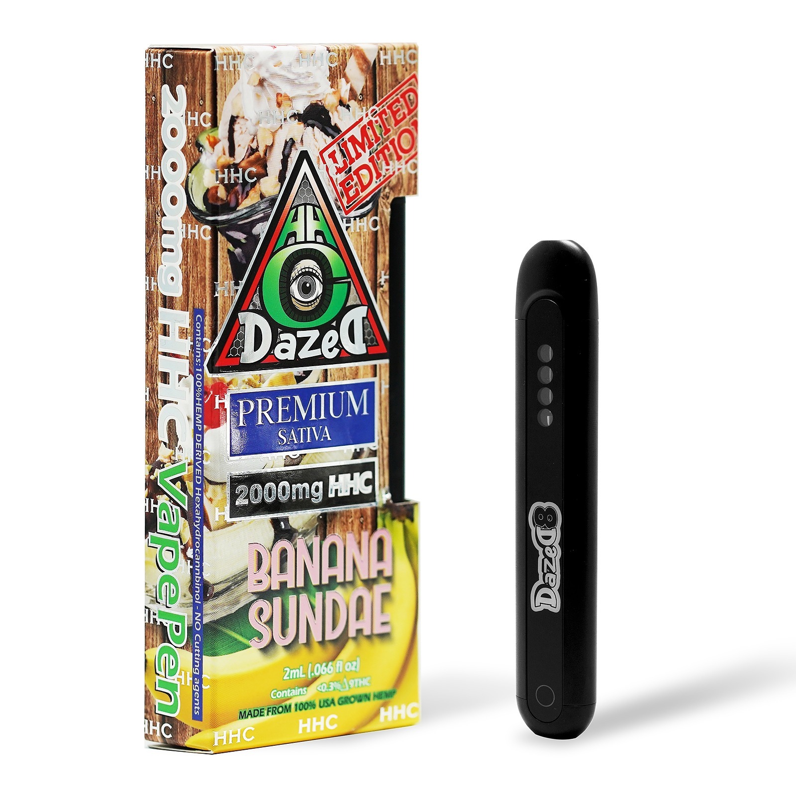 DazeD8: Banana Sundae HHC Disposable Vape — 2 Grams | Leafly