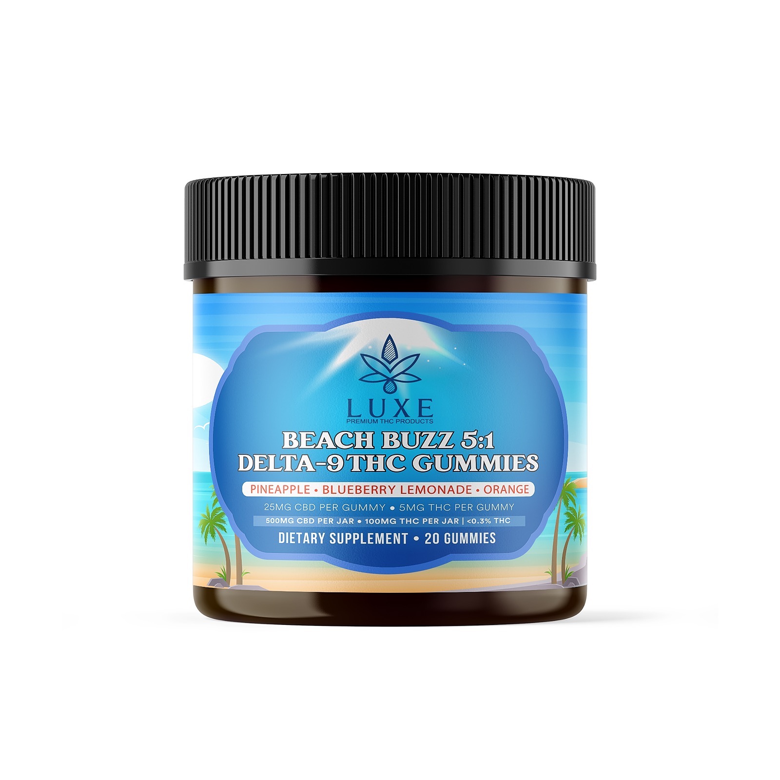 Luxe THC | 25% OFF with code LEAFLY: Beach Buzz THC + CBD Gummies | Leafly