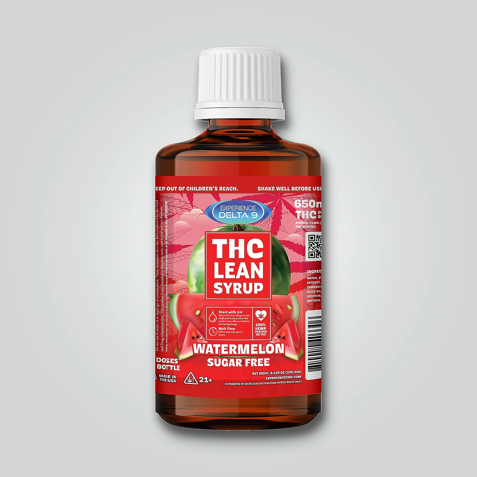 Experience CBD: Delta 9 THC Sugar Free Watermelon Lean Syrup 650mg | Leafly