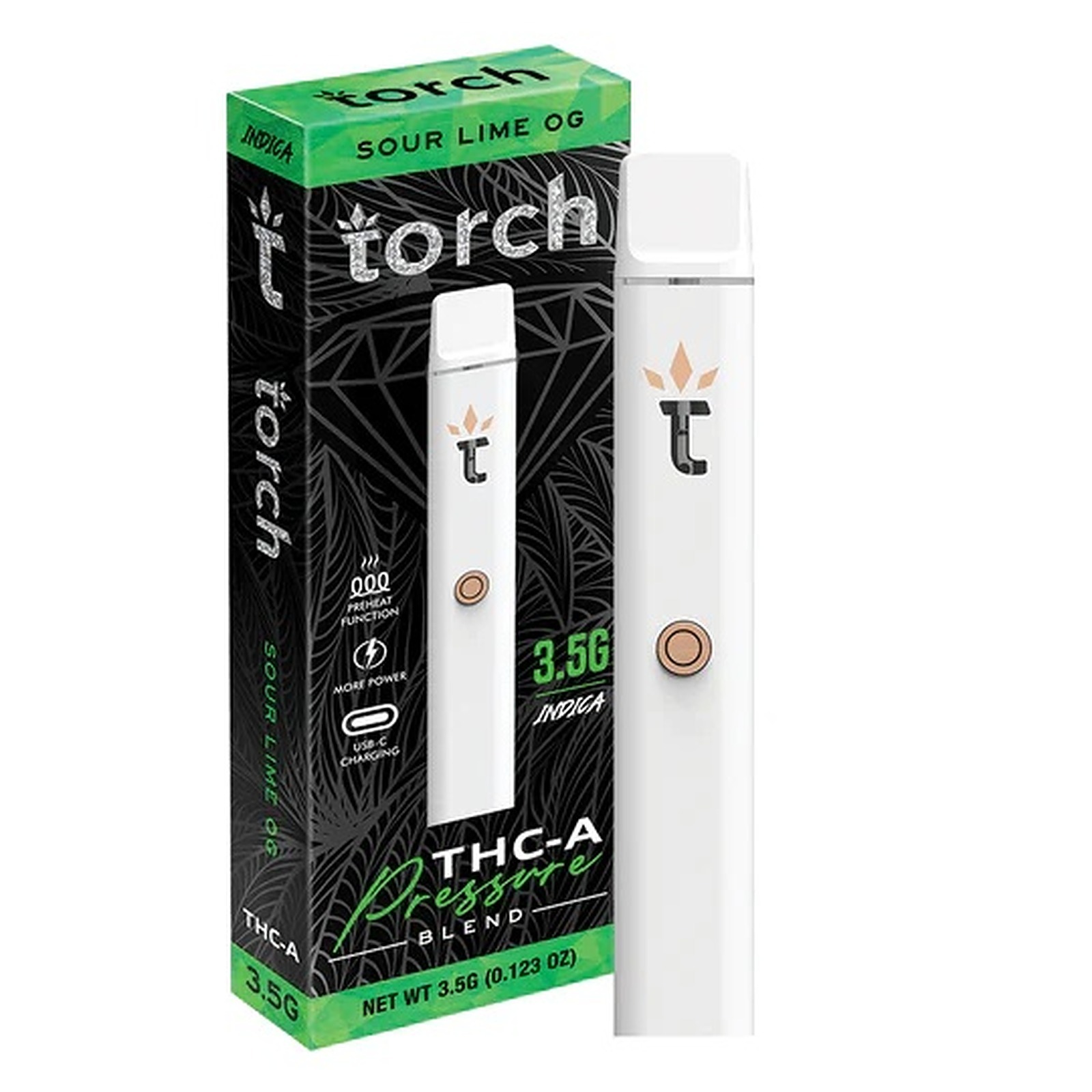 Zaleaf: Pressure THCA Sour Lime OG Indica Torch Disposable Vape Pen 3 ...