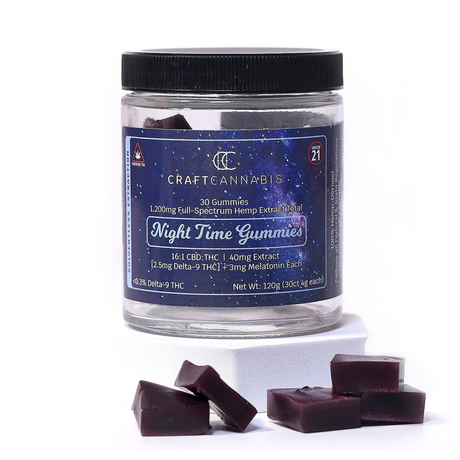 Craft Cannabis: Night Time Delta-9 Melatonin Gummies 40mg 30Ct | Leafly