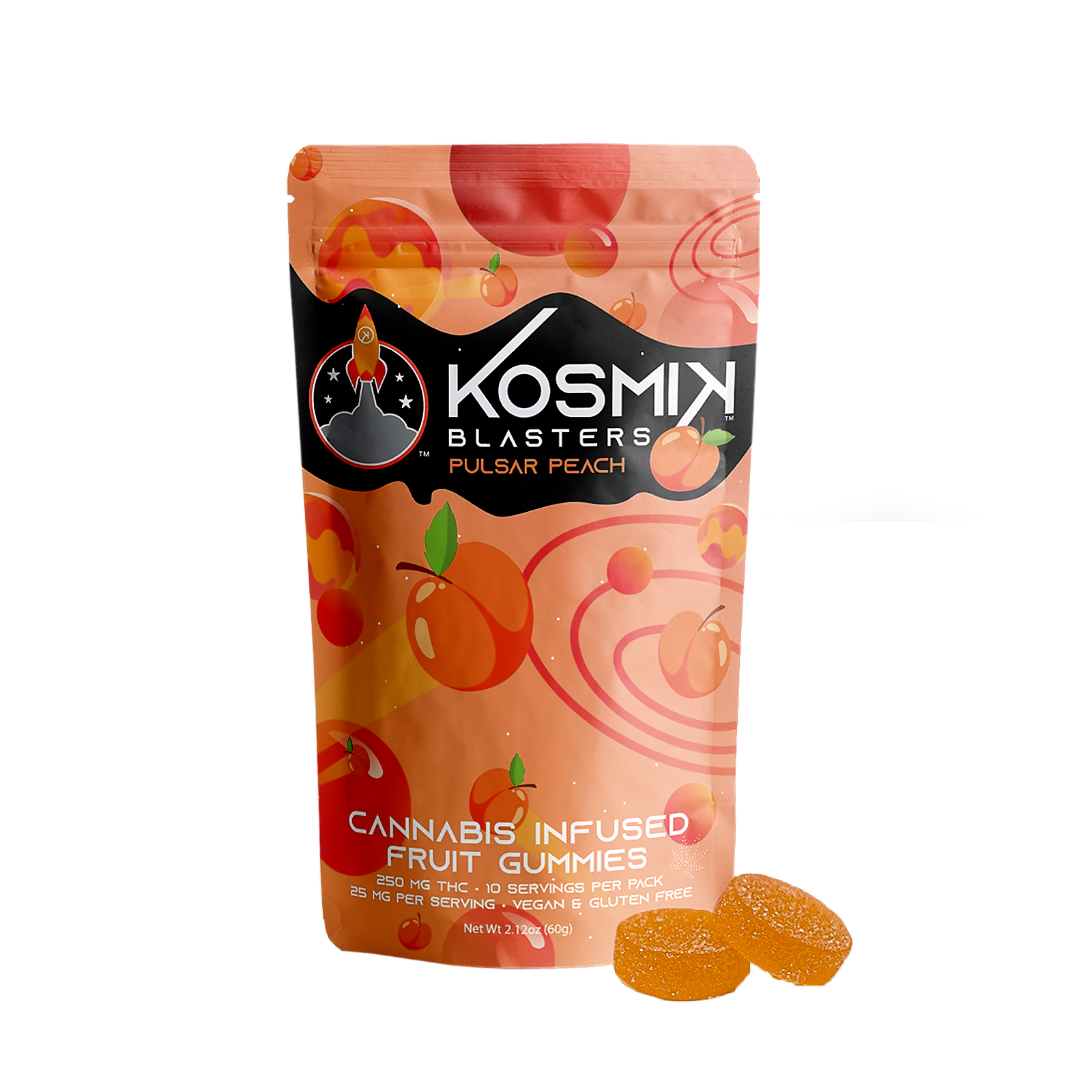 Kosmik Brands: Pulsar Peach Blaster 250mg | GUMMIES | Leafly