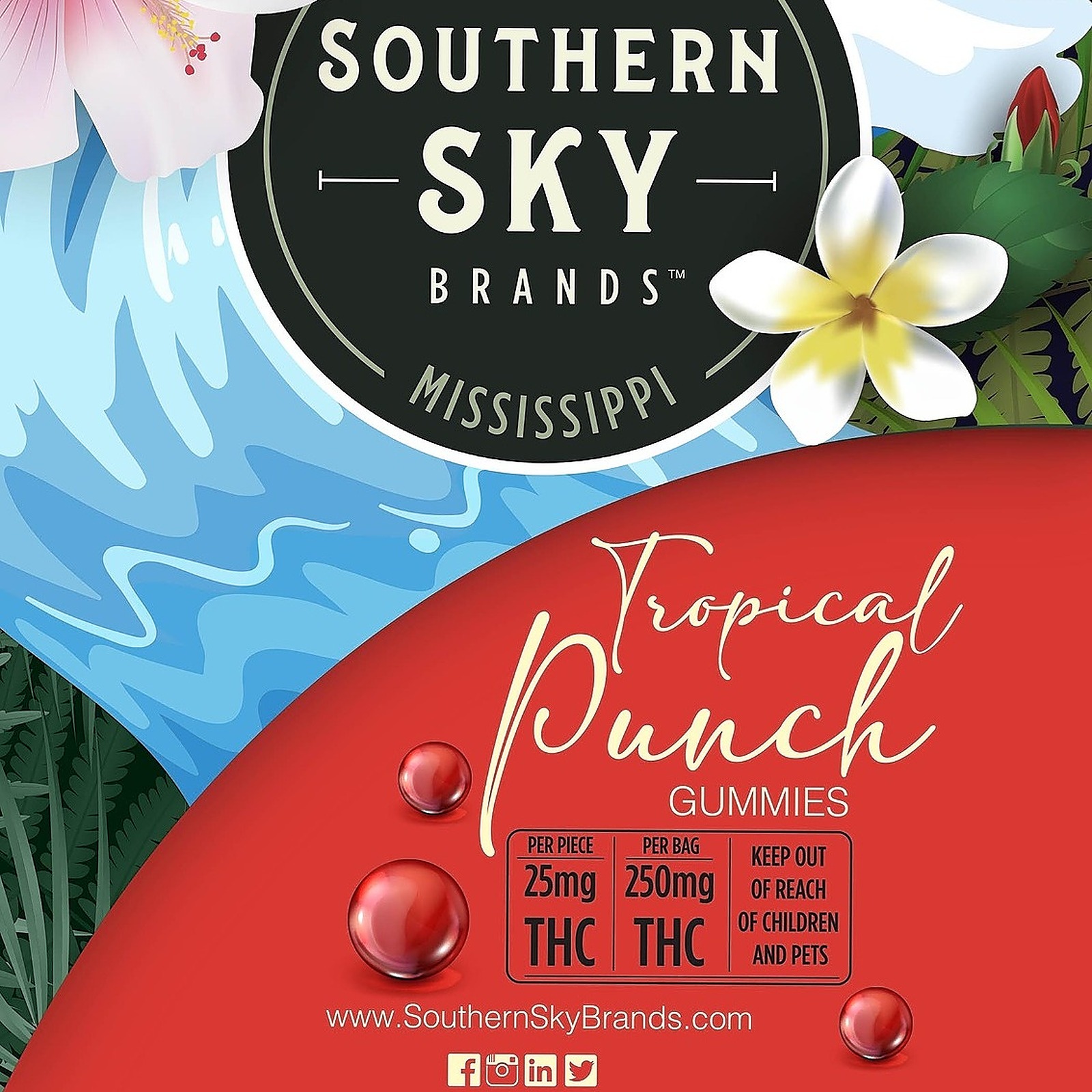 Southern Sky Brands: Tropical Punch Gummies (250mg THC) | Leafly