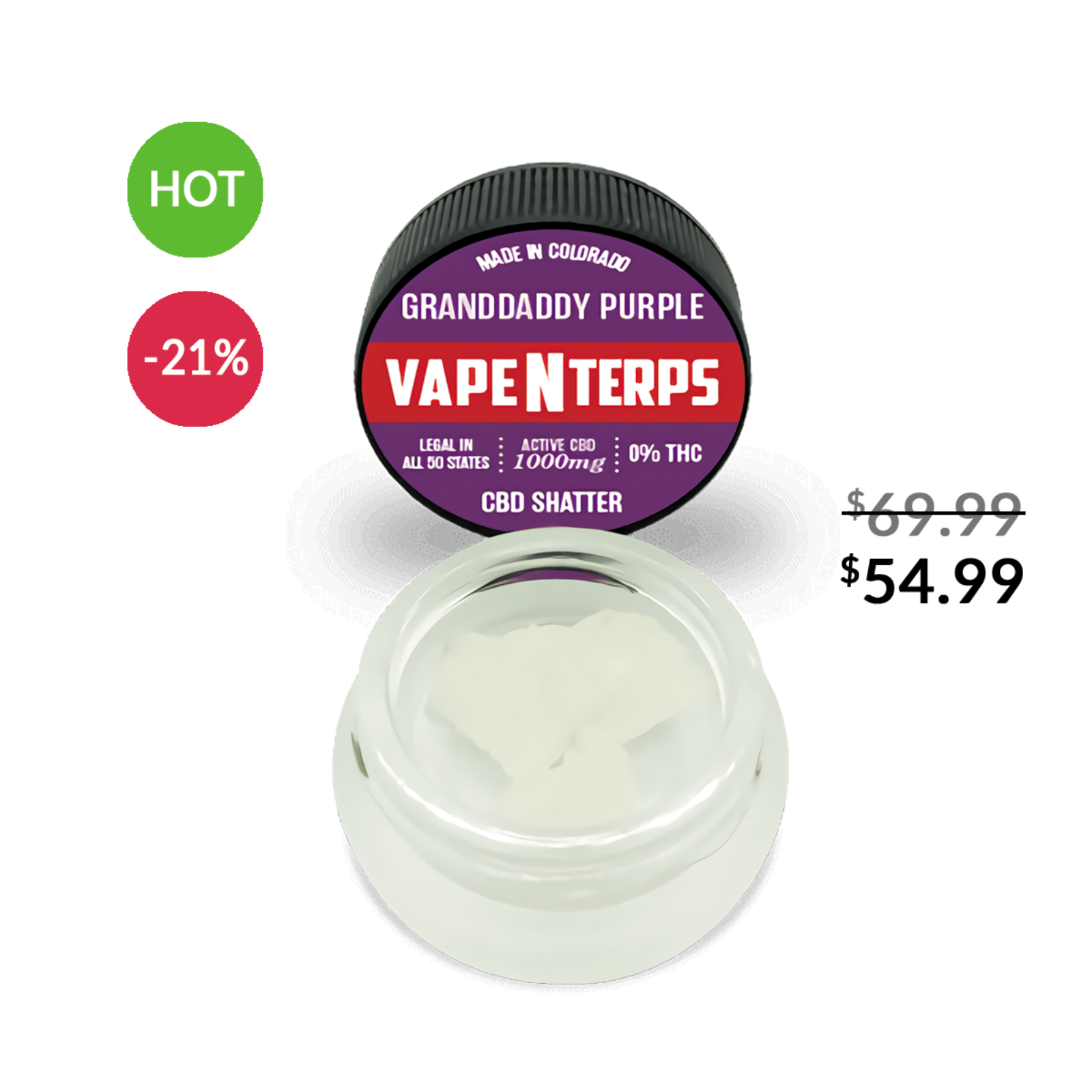 VapeNterps: 1000MG GRANDDADDY PURPLE CBD SHATTER | Leafly