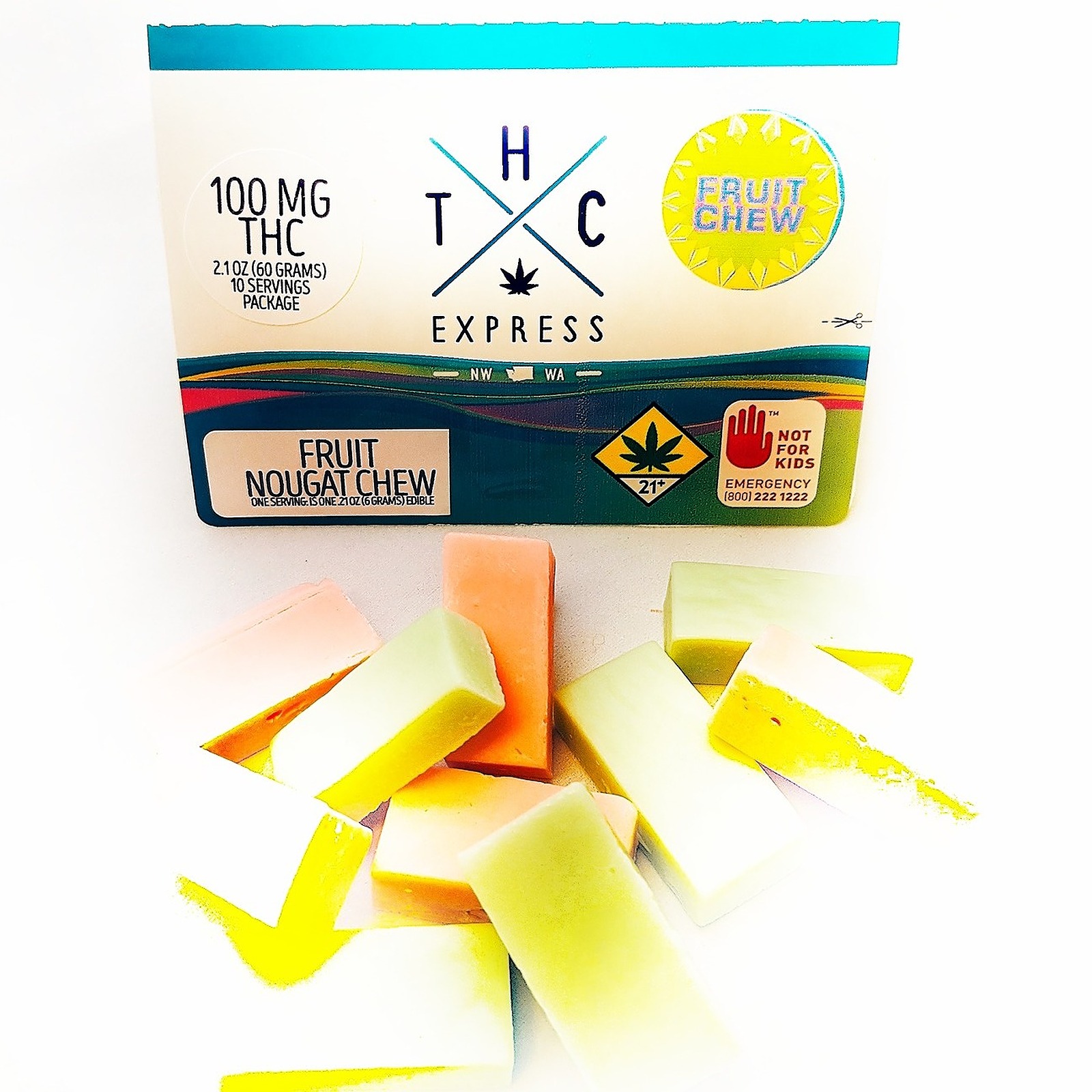 THC Express: Variety Pack of Fruit Nougat Chew 100mg 10-Pack | Leafly