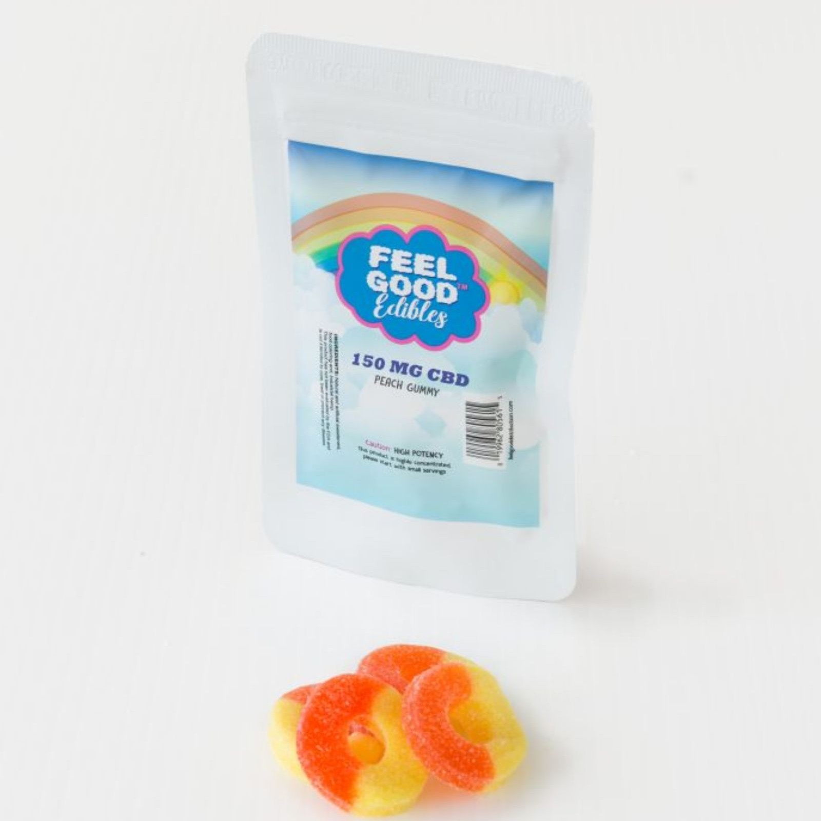 Feel Good Edibles: 150mg CBD Peach Gummy | Leafly