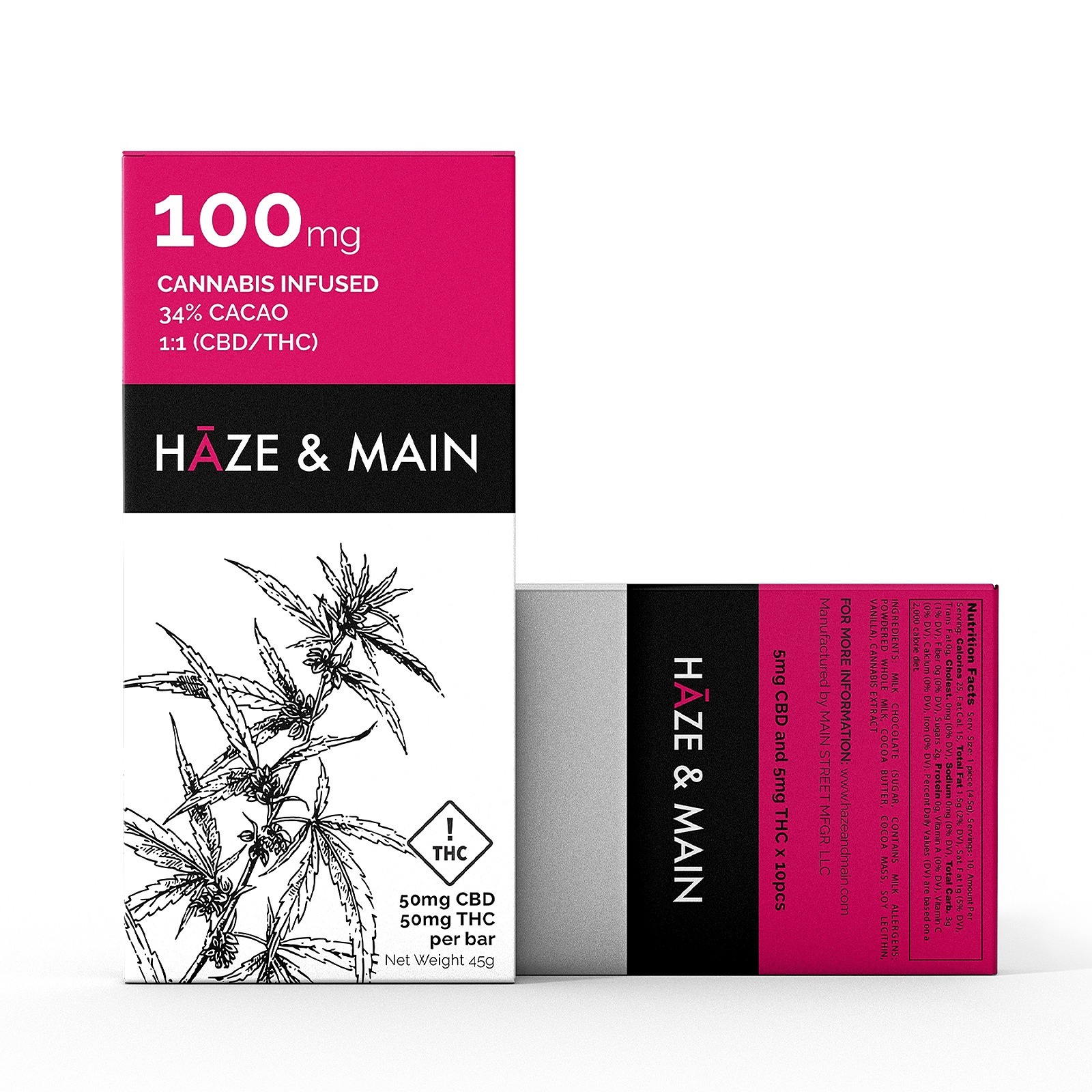 Haze & Main: Haze & Main 1:1 Milk Chocolate Bar 100mg | Leafly