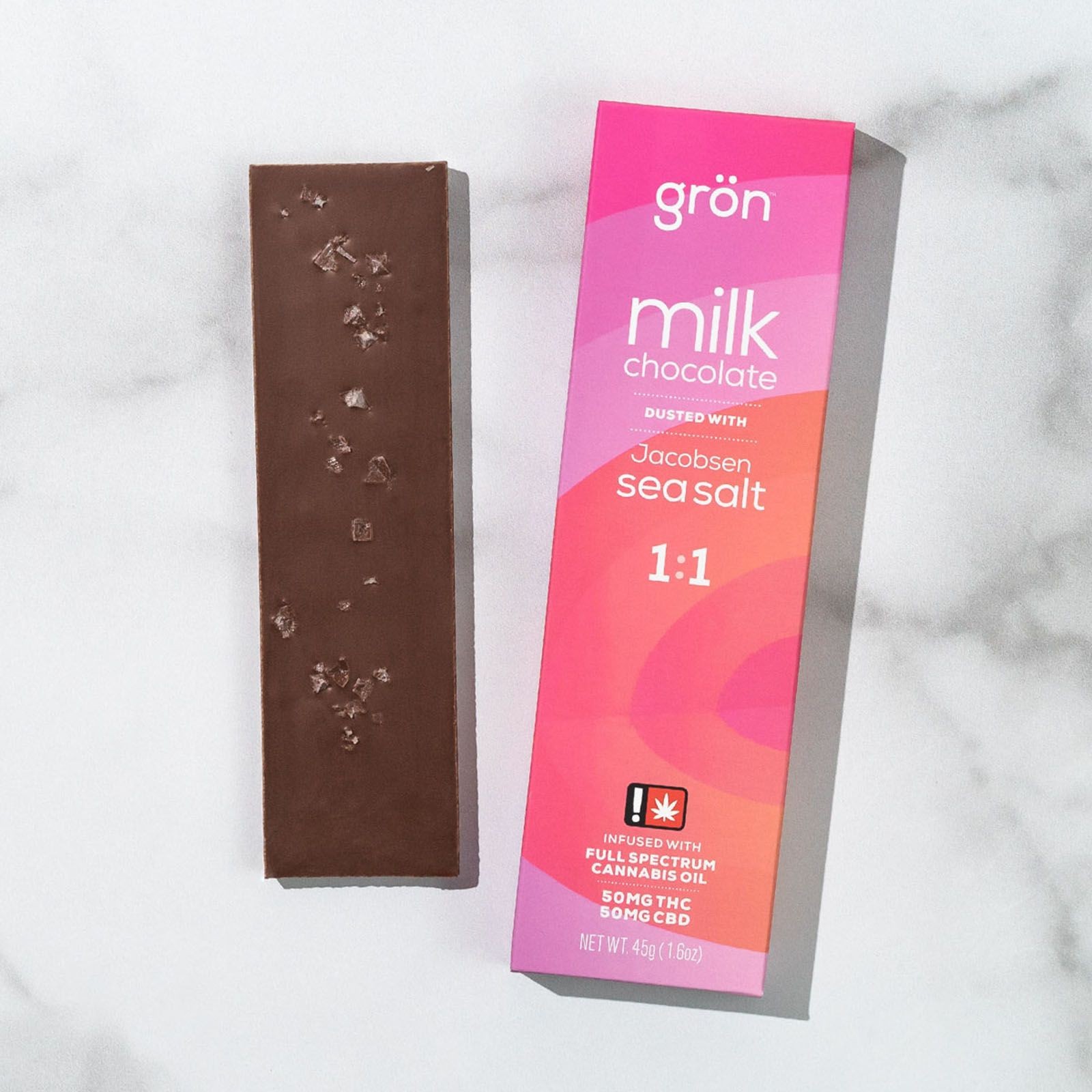 Grön: Grön 1:1 Milk Chocolate with Sea Salt - CBD/THC | Leafly