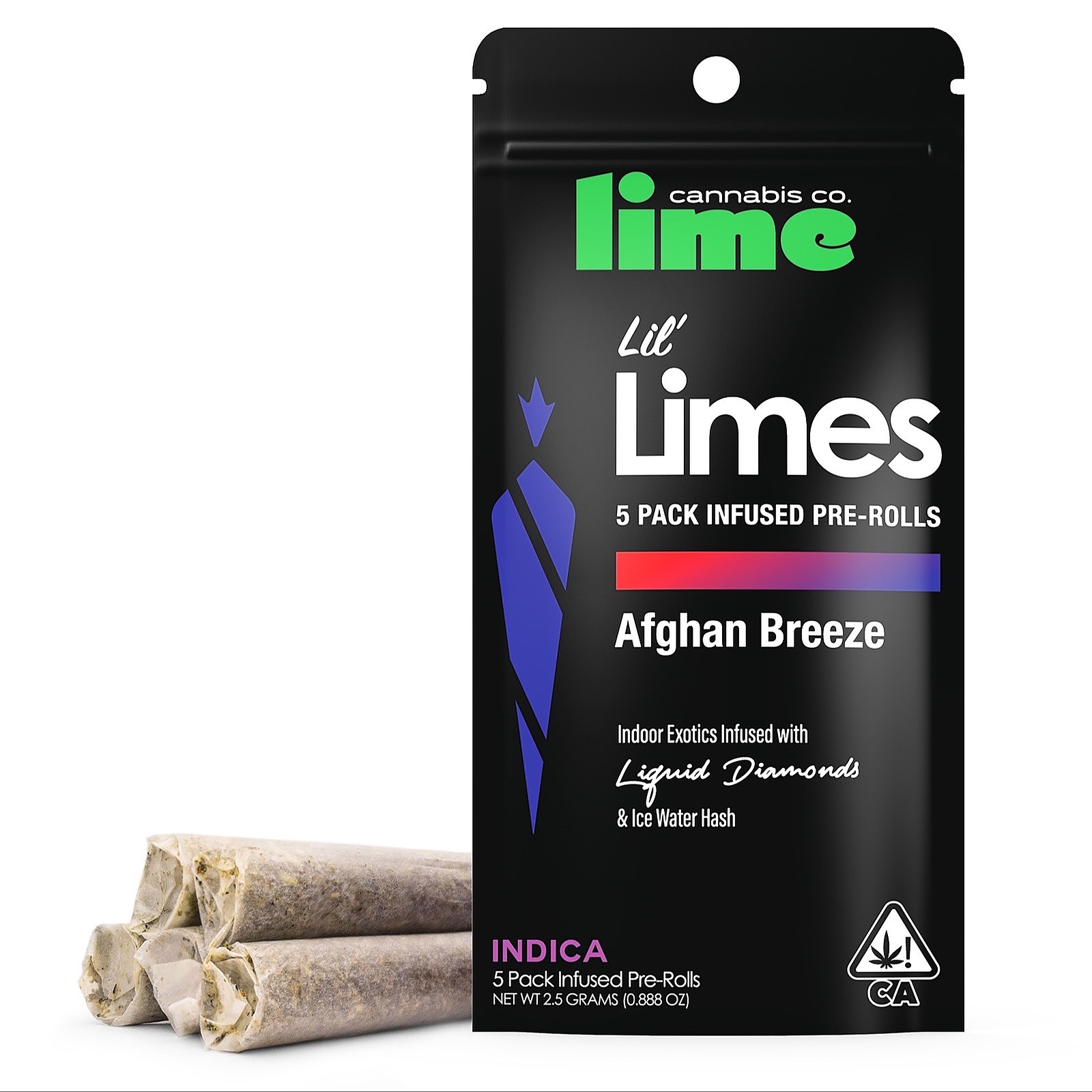 Lime: Infused Lil' Limes (.5g x 5 Mini Pre Rolls) | Afghan Breeze | Leafly