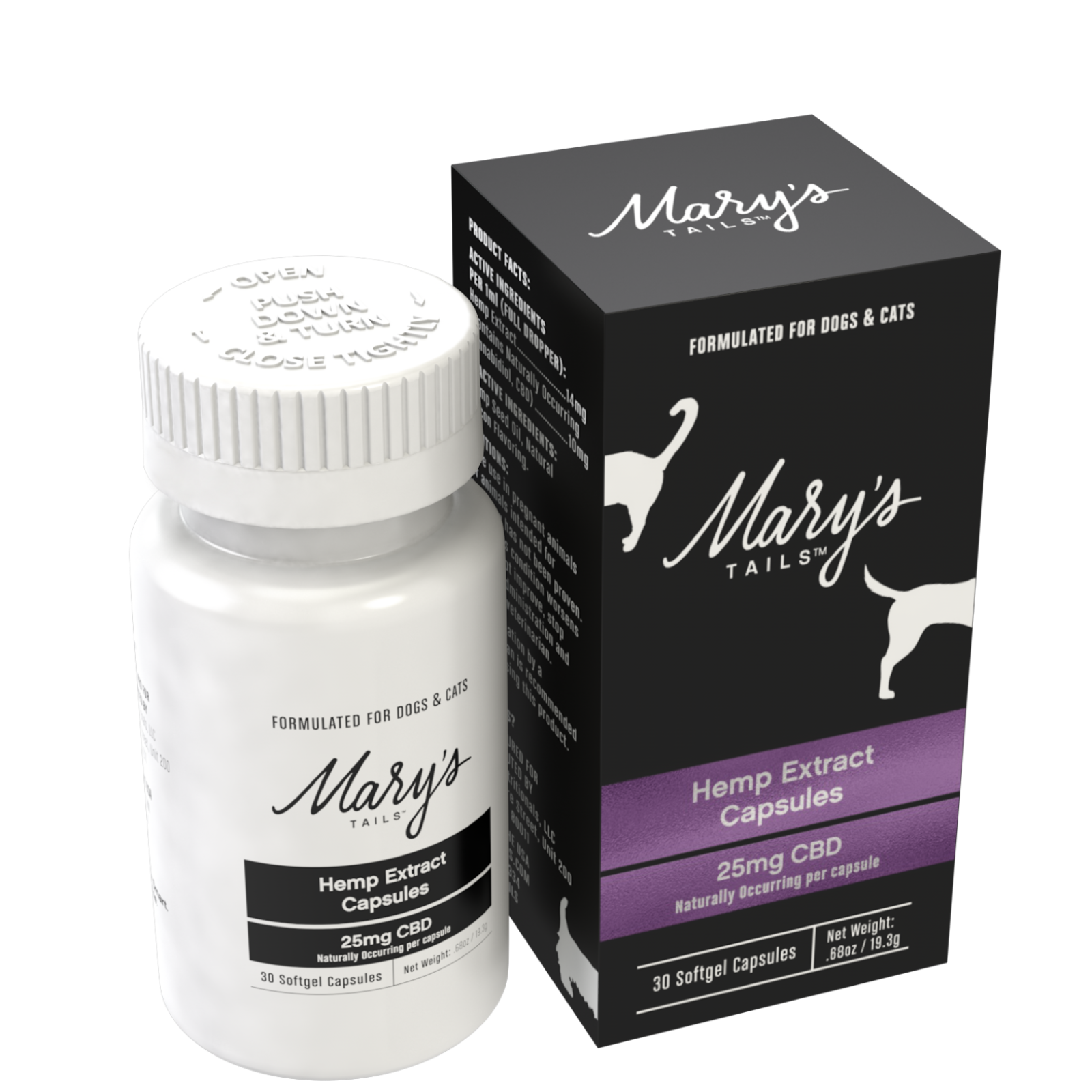 Mary's Tails: Tails Hemp Extract Capsules-750mg CBD 30-Pack | Leafly