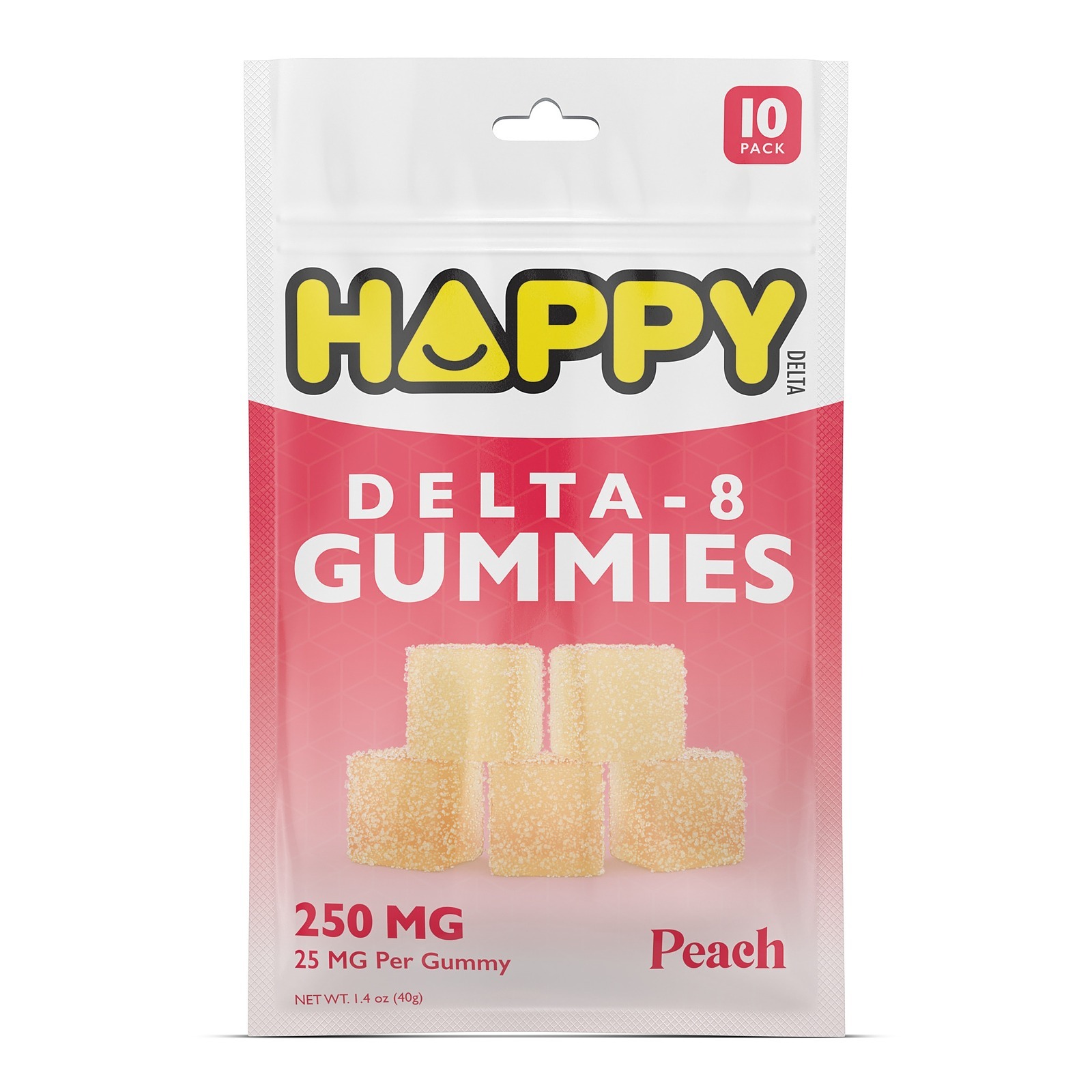 HAPPY Delta: 10 Pack - Happy Delta - Peach Delta 8 Gummies | Leafly