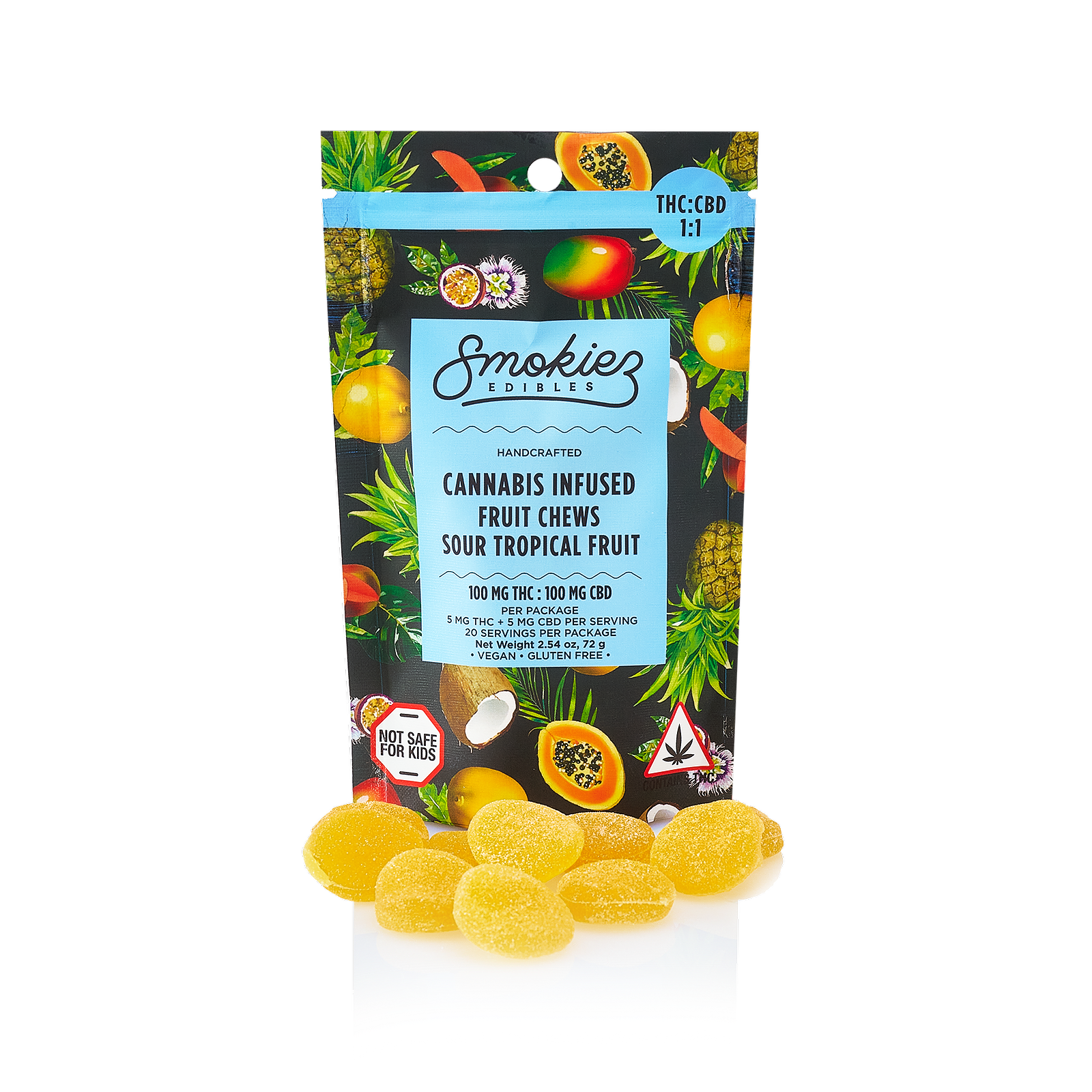 Smokiez Edibles: Smokiez 1:1 THC:CBD Multi-Piece Sour Tropical Fruit ...