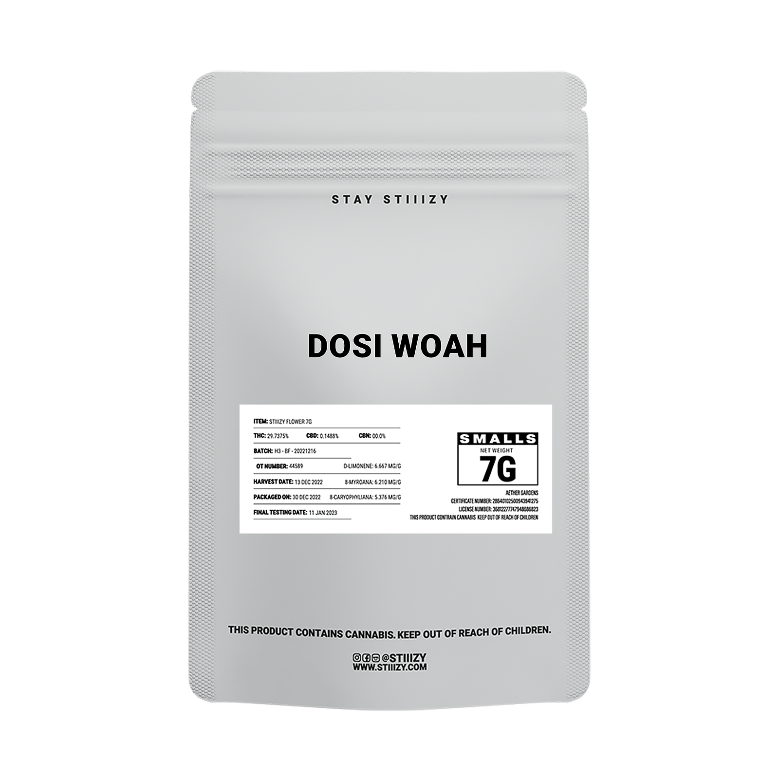 STIIIZY: DOSI WOAH - WHITE LABEL 7G | Leafly