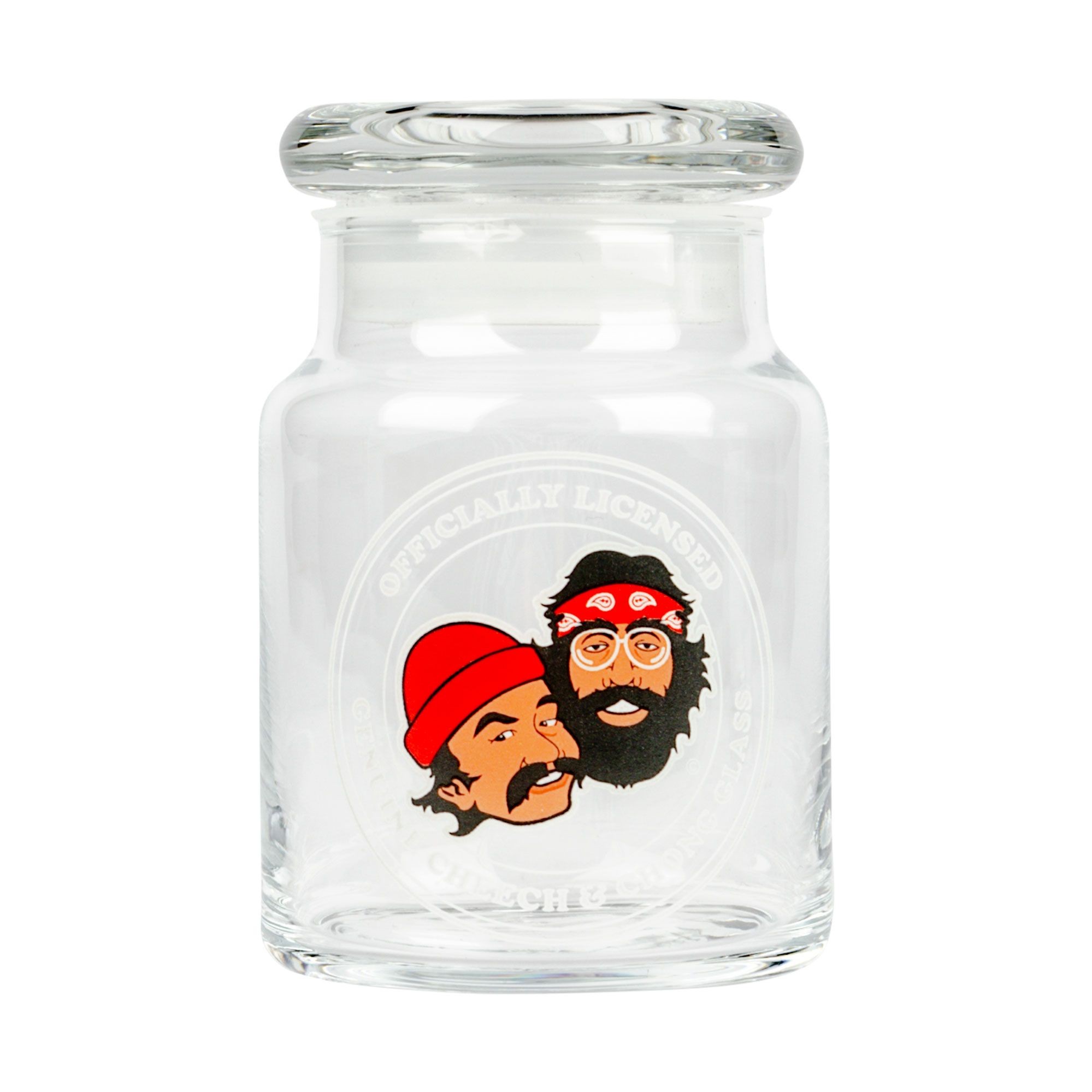 Cheech & Chong Glass: "Crest" Pop-Top Jar | Leafly