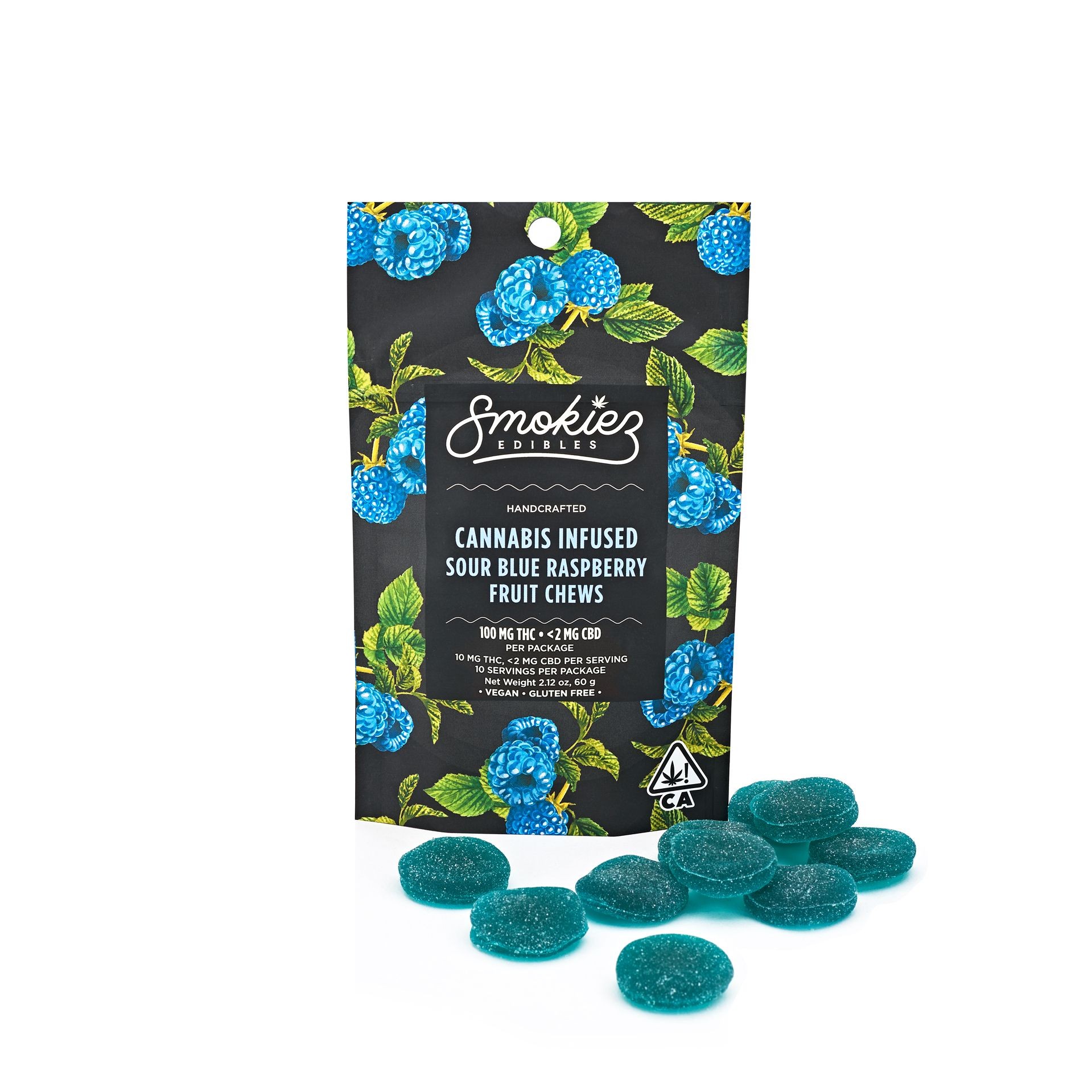 Smokiez Edibles: Sour Blue Raspberry Fruit Chews, 100mg THC ...
