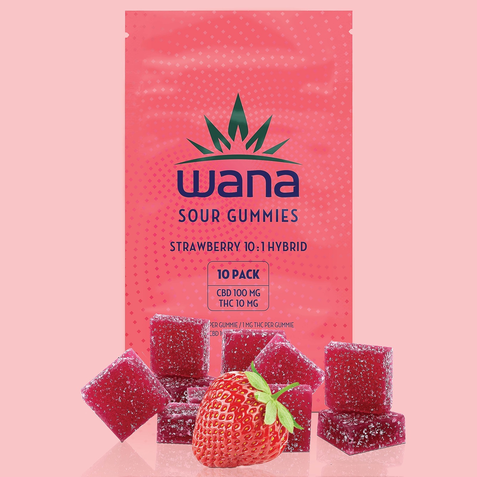 Wana Canada: Wana Sour Gummies Strawberry 10:1 Hybrid (10pk) | Leafly