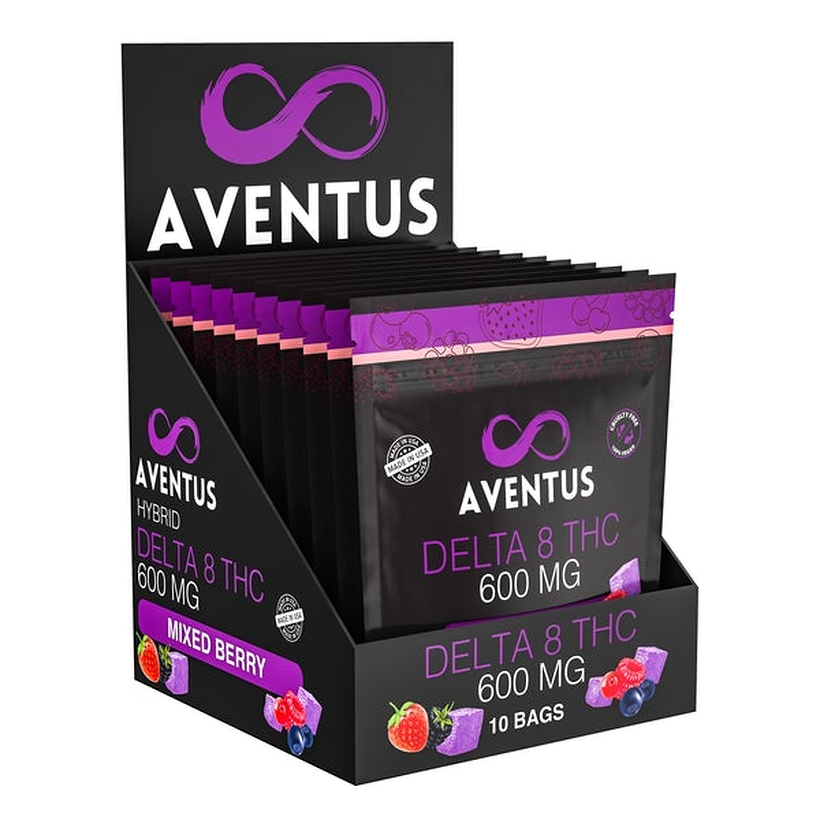 Aventus 8: DELTA-8 THC INFUSED GUMMIES MIXED BERRY 10-PACK | Leafly
