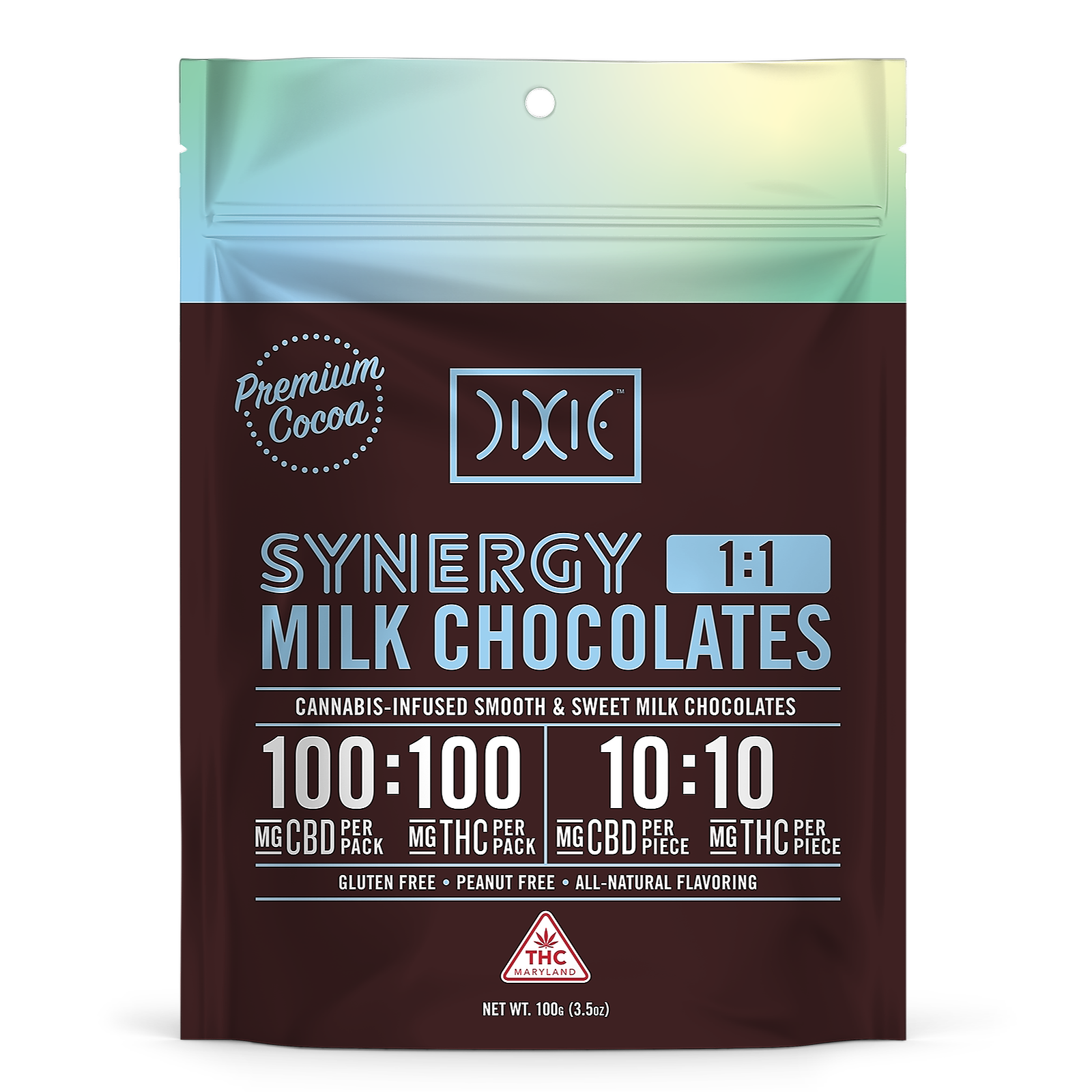 Curio Wellness: Dixie: SYNERGY 1:1 Milk Chocolate [100mg CBD: 100mg THC ...