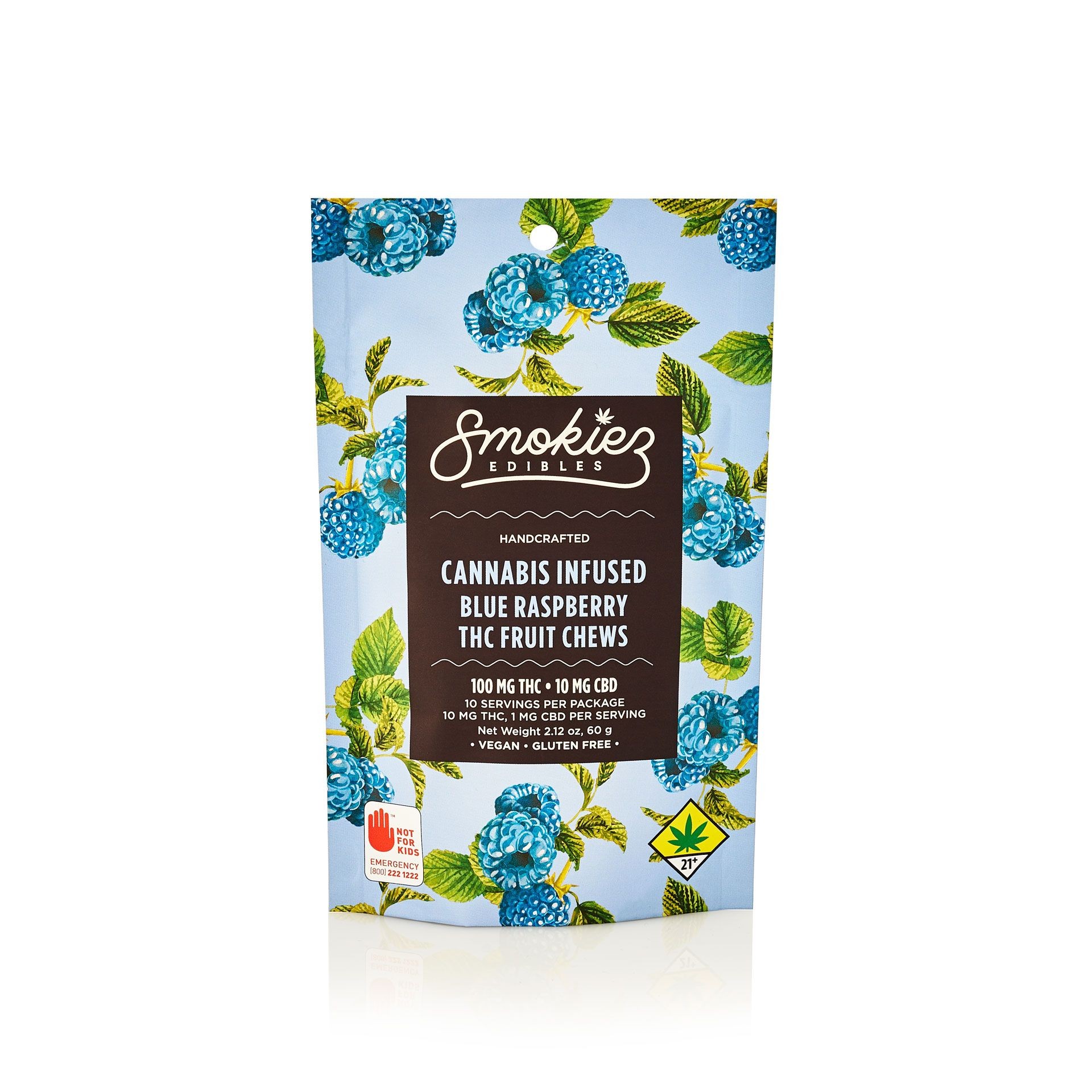 Smokiez Edibles: Blue Raspberry Fruit Chews, 100 mg THC - WA | Leafly
