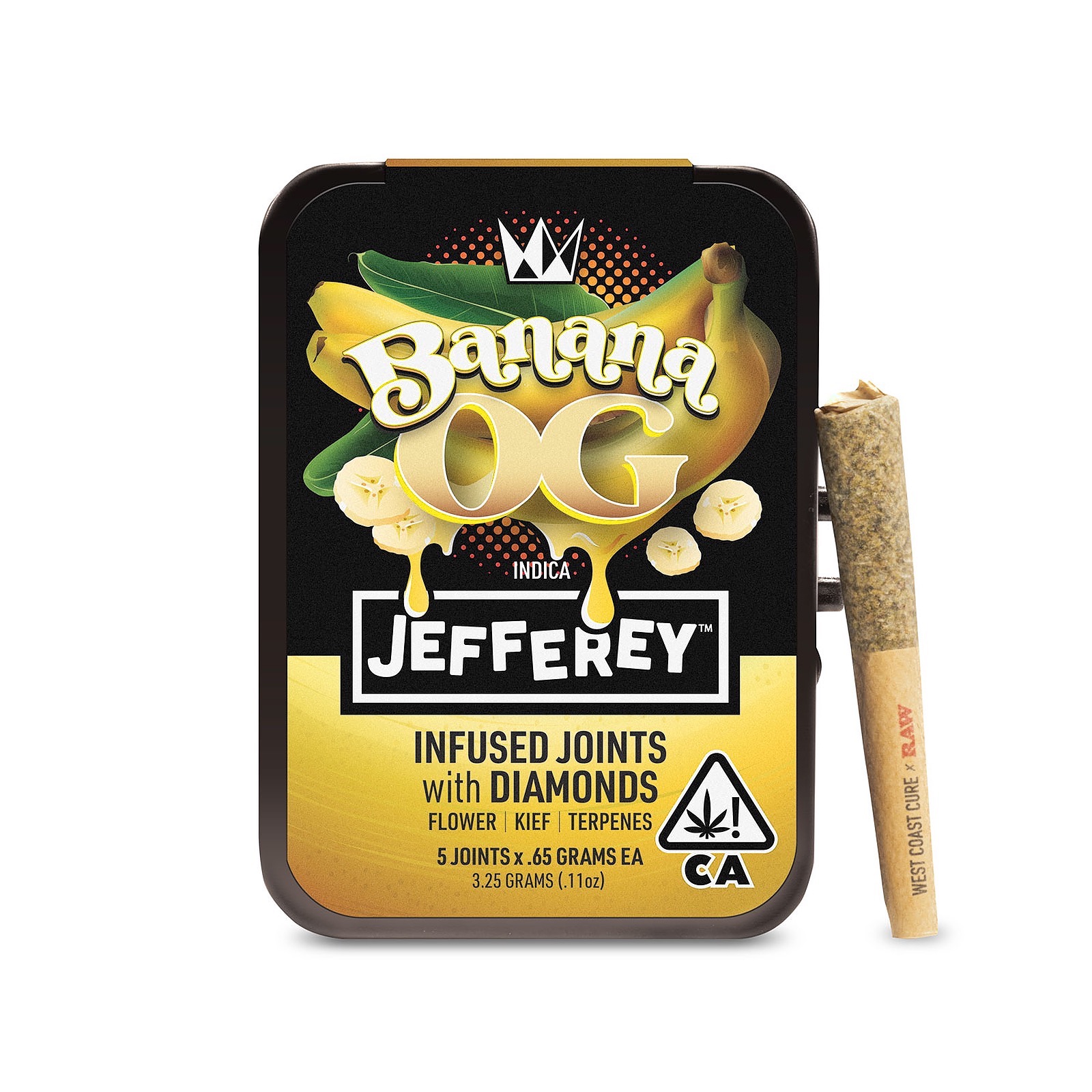 West Coast Cure: Banana OG - Jefferey Infused Joint .65g 5 Pack | Leafly